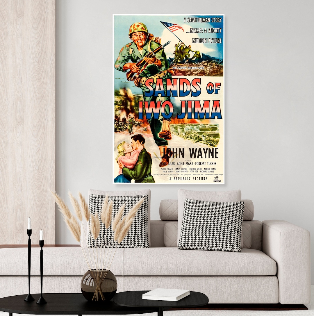Vintage John Wayne Sands of Iwo Jima Movie Poster, War Movie, WW11, WW2 ...
