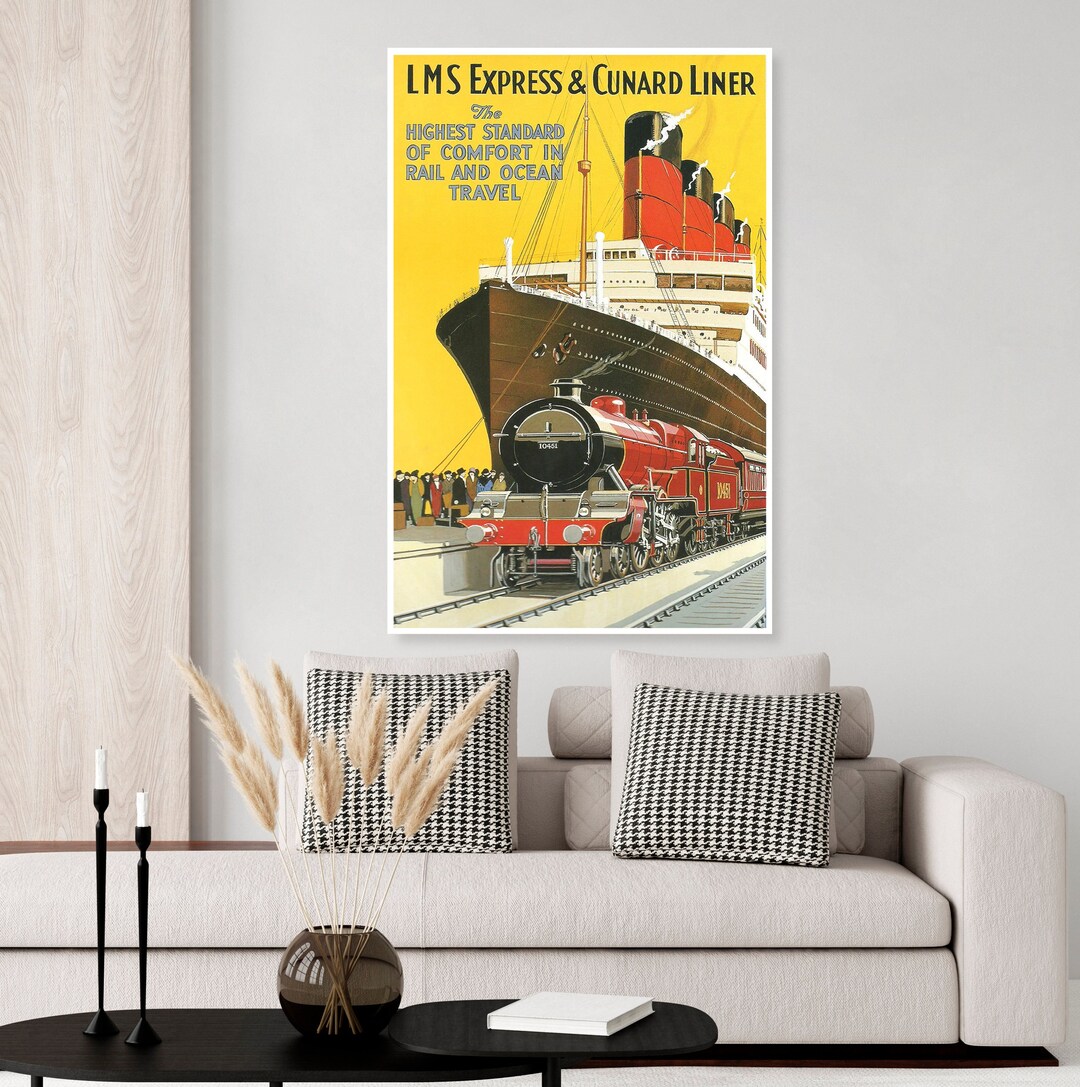 Vintage Cunard Cruise Liner Travel Poster, Cruise Steam Ship, Steam ...