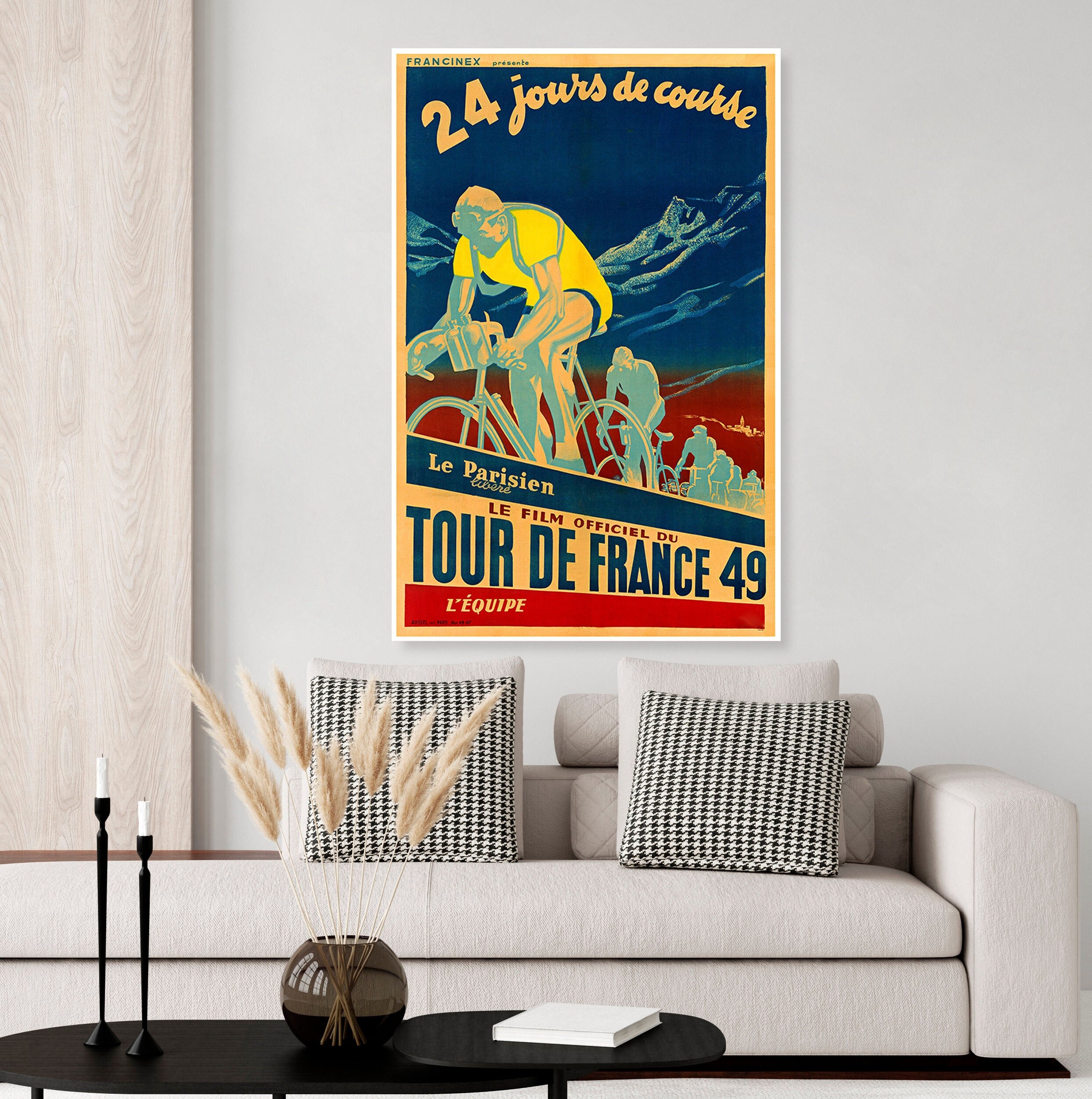 Vintage French Bicycle Poster, Bicycle Race, Tour De France, 24 Hours ...