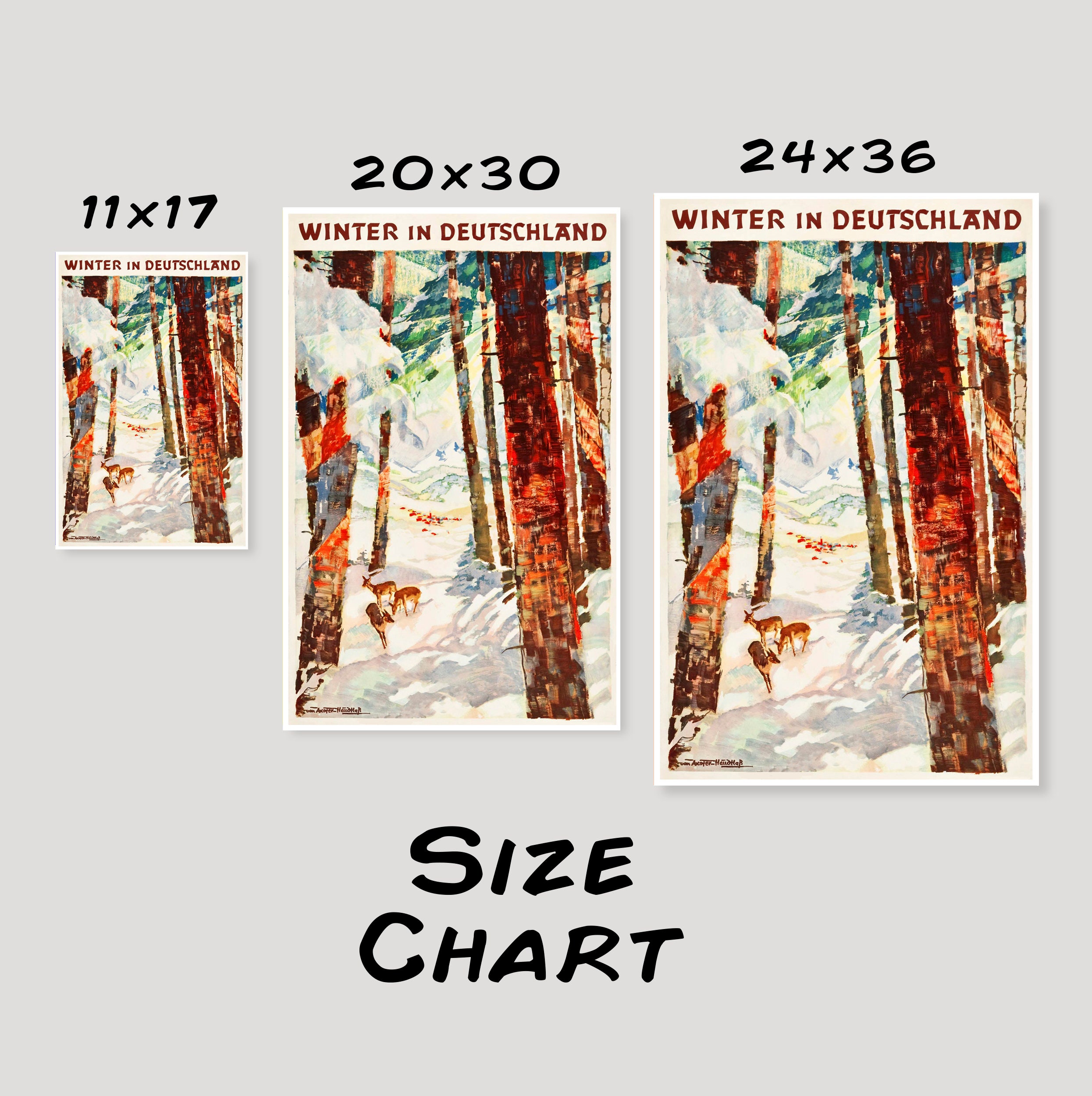 Vintage Winter in Deutschland German Travel Poster - Etsy