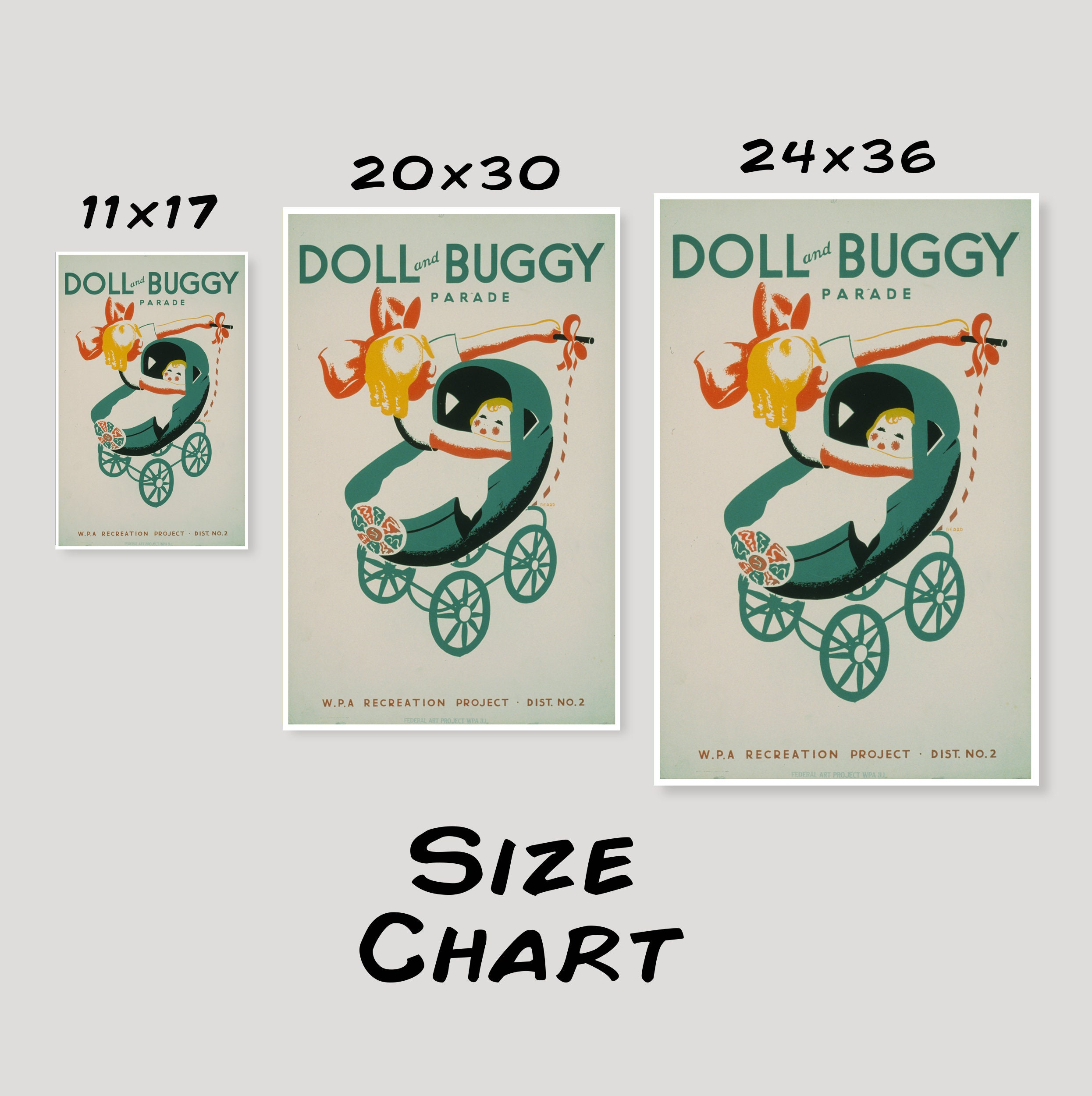 Vintage Girls Room Doll and Buggy Parade Poster, Baby Doll, Child's ...