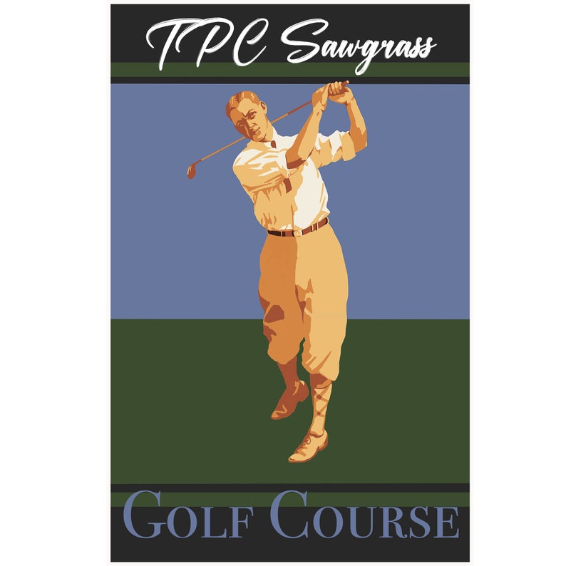Vintage Inspired Golf Poster of TPC Sawgrass Golf Course in - Etsy