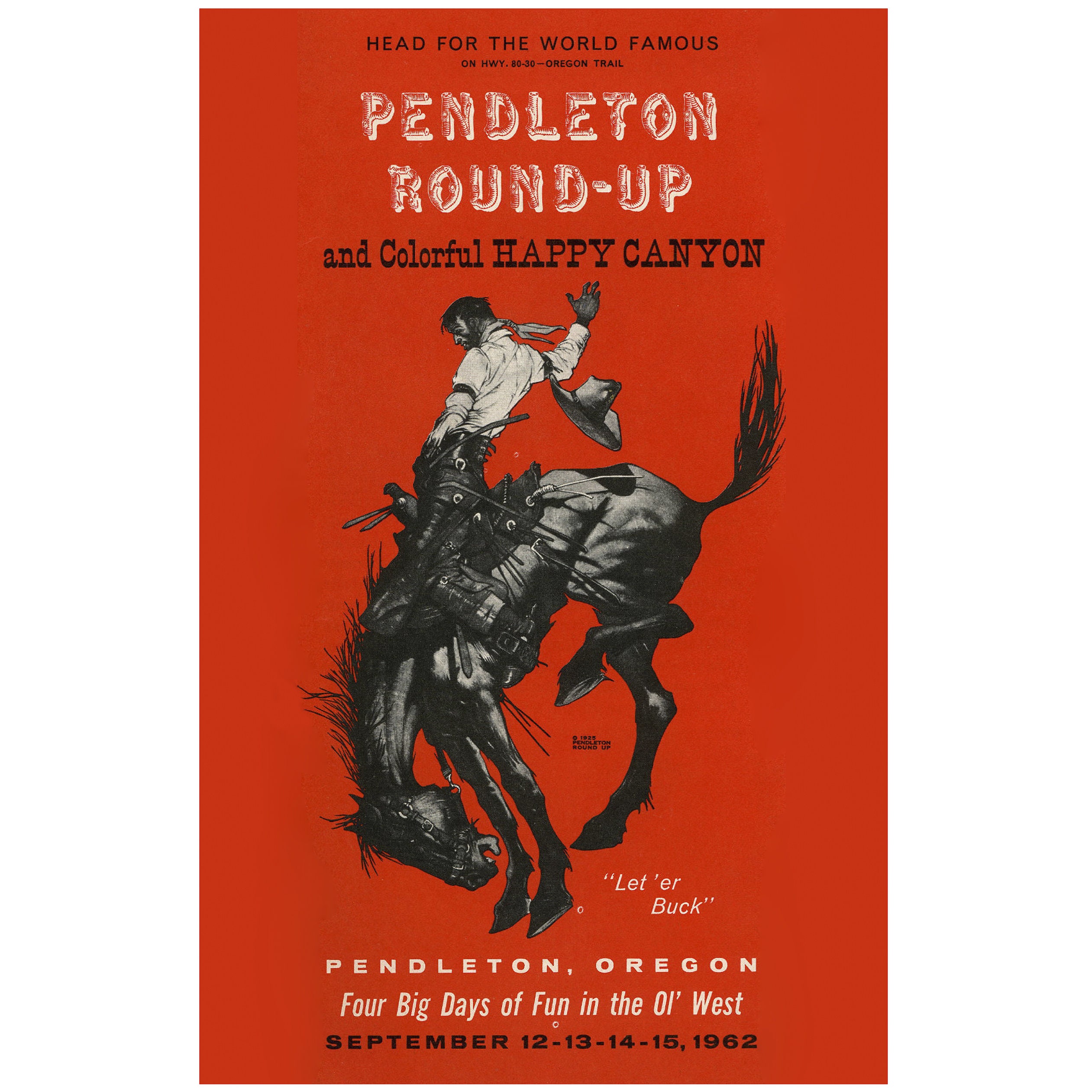 Vintage Pendleton Round up Rodeo Poster, Pendleton Oregon, Wester ...