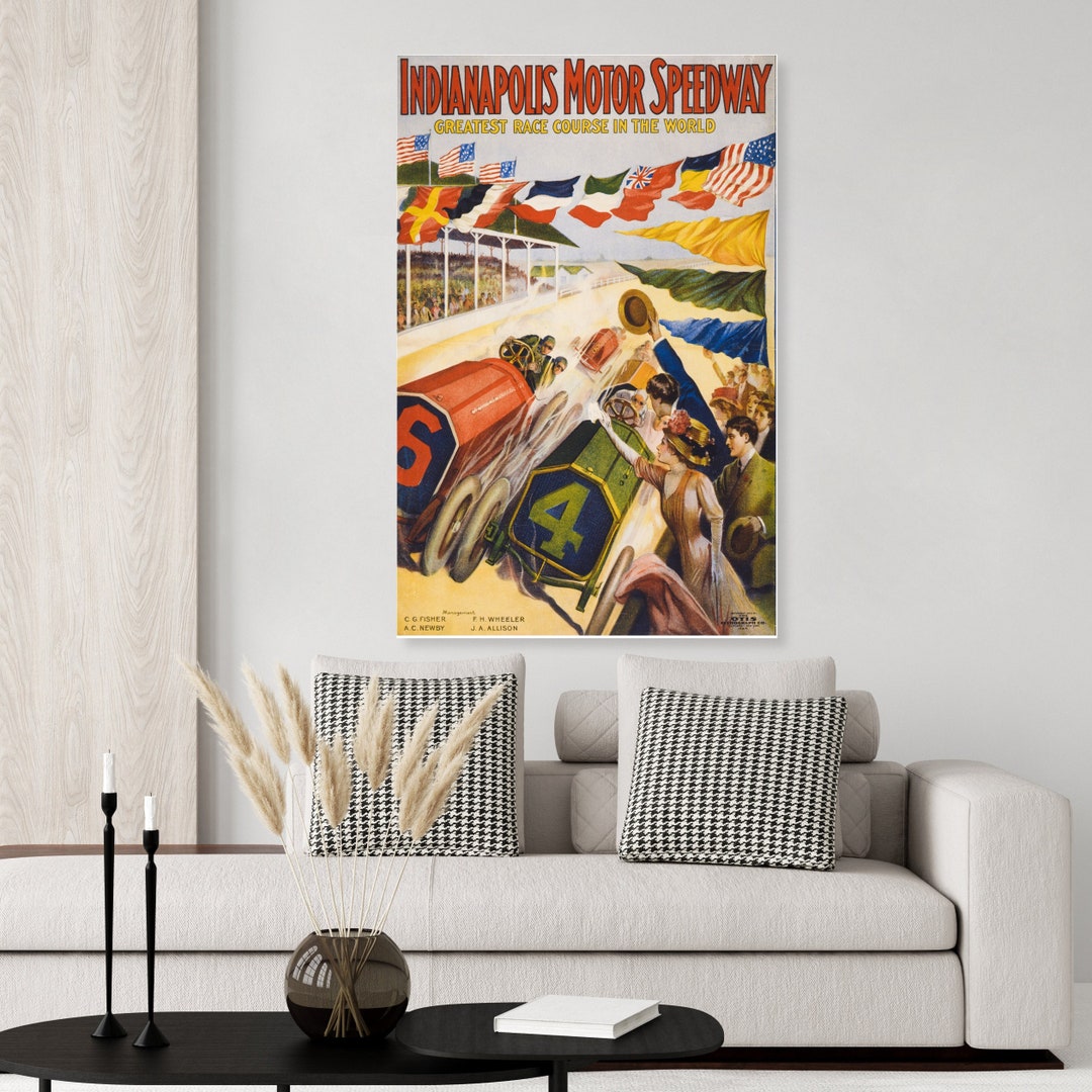 Vintage Indianapolis 500 Poster, Indianapolis Motor Speedway, Race Car ...