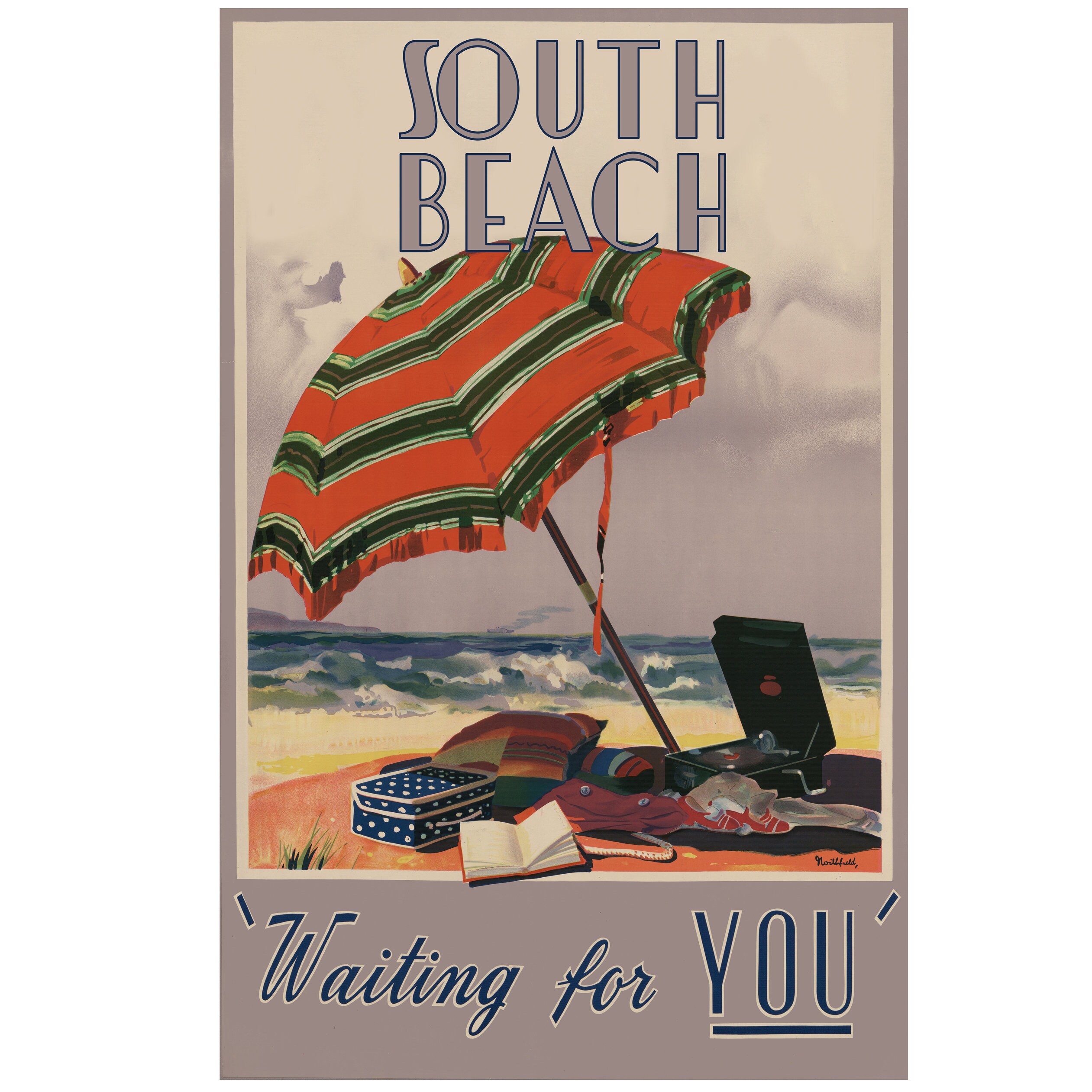 Vintage Inspired South Beach Florida Travel Poster, Beach, Nautical ...