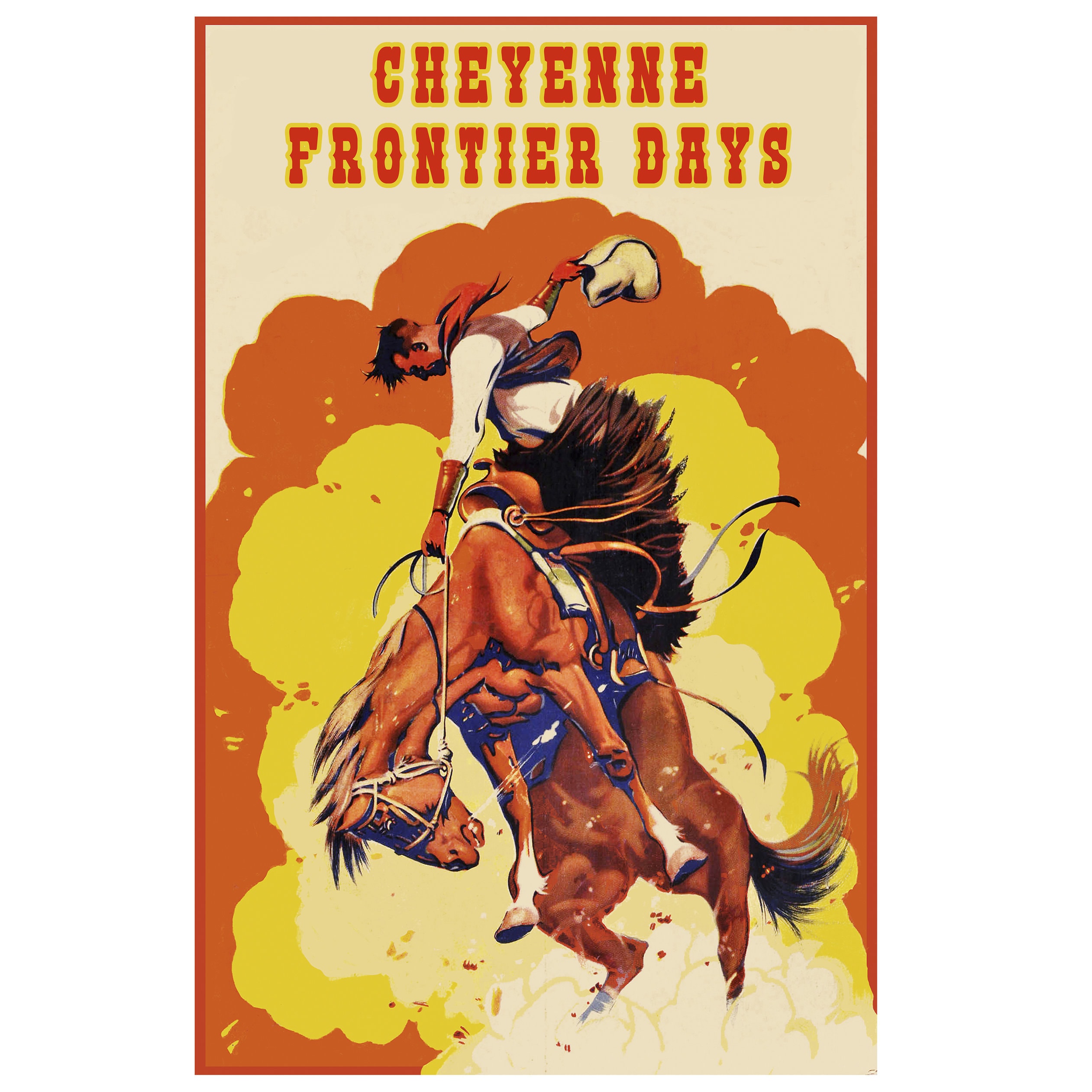 Cheyenne Frontier Days Rodeo Vintage Poster, Western, Trick Riding ...