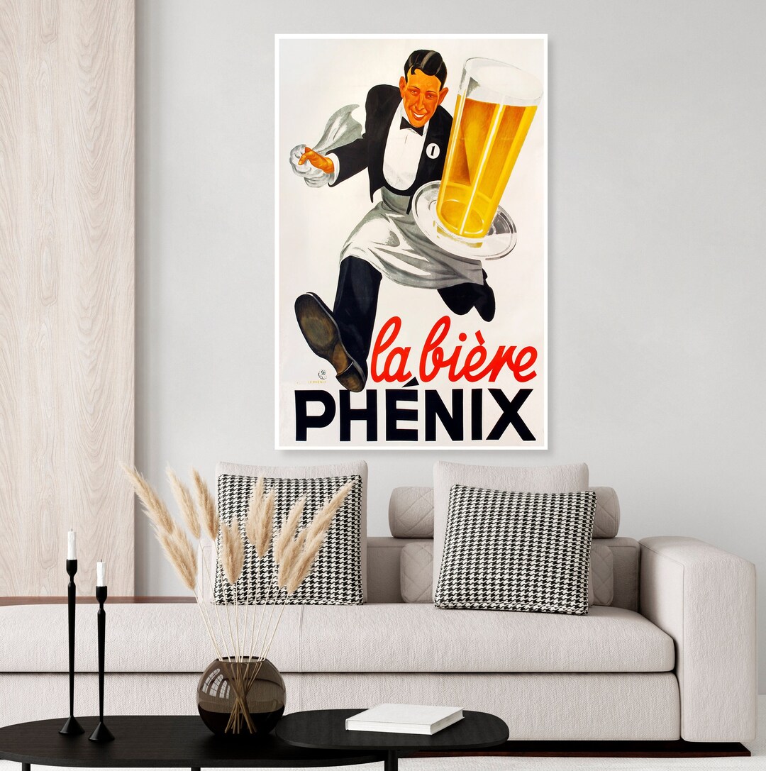 Vintage French Beer Poster La Biere Phenix, Alcohol Poster, 1920's, Bar ...