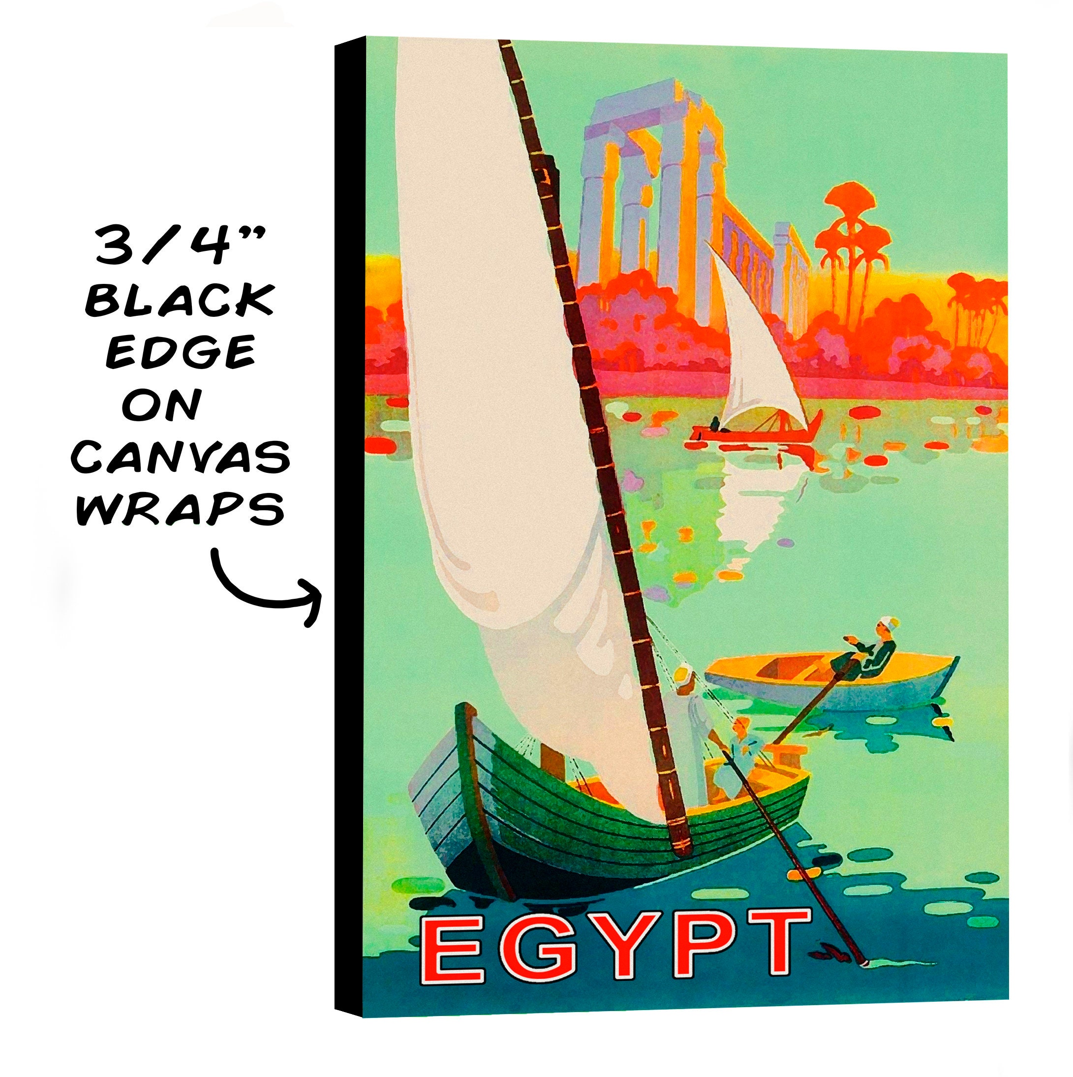 Vintage Egypt Travel Poster, Nile River, Egyptian Ruins, - Etsy