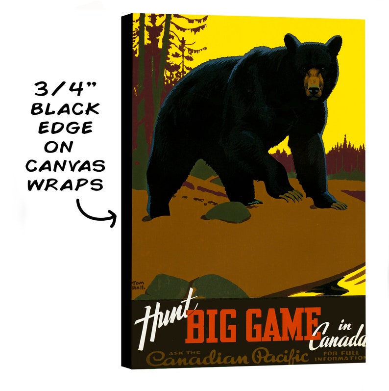 Vintage Hunting Poster, Big Game in Canada, Canadian Pacific Railroad ...