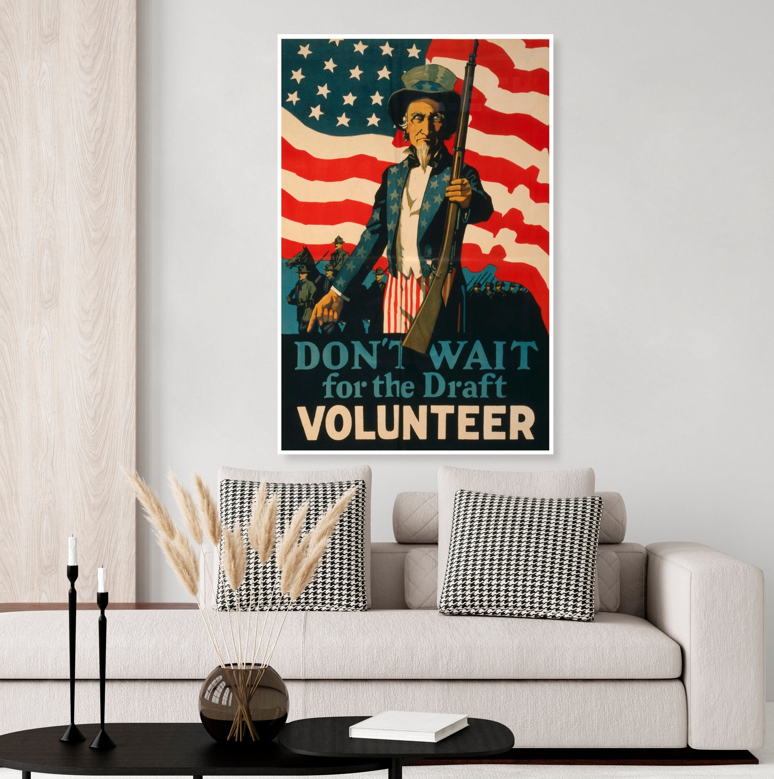 Vintage WWI Uncle Sam Don't Wait for the Draft, Volunteer Enlistment ...