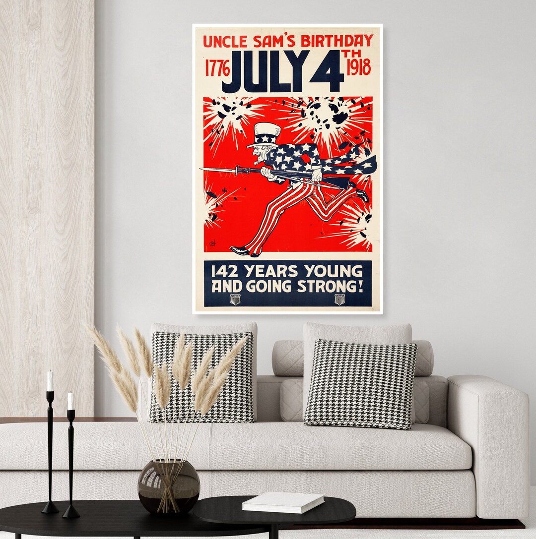 Vintage WWI Uncle Sam Birthday July 4th Poster, Recruitment Poster ...