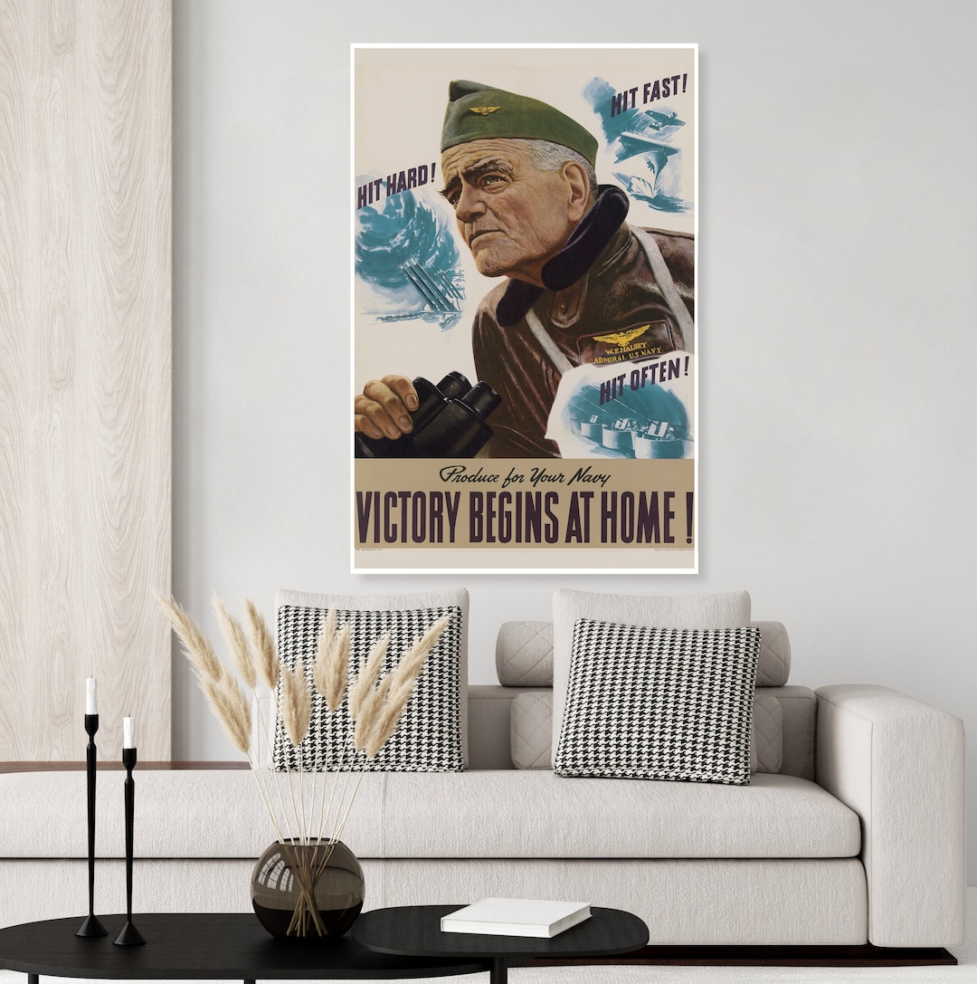 Vintage WWII Us Navy Admiral Halsey War Bond Poster, US Army Air Corps ...