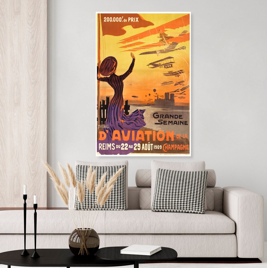 Vintage French Turn of the Century Poster of a Rheims France Airshow ...