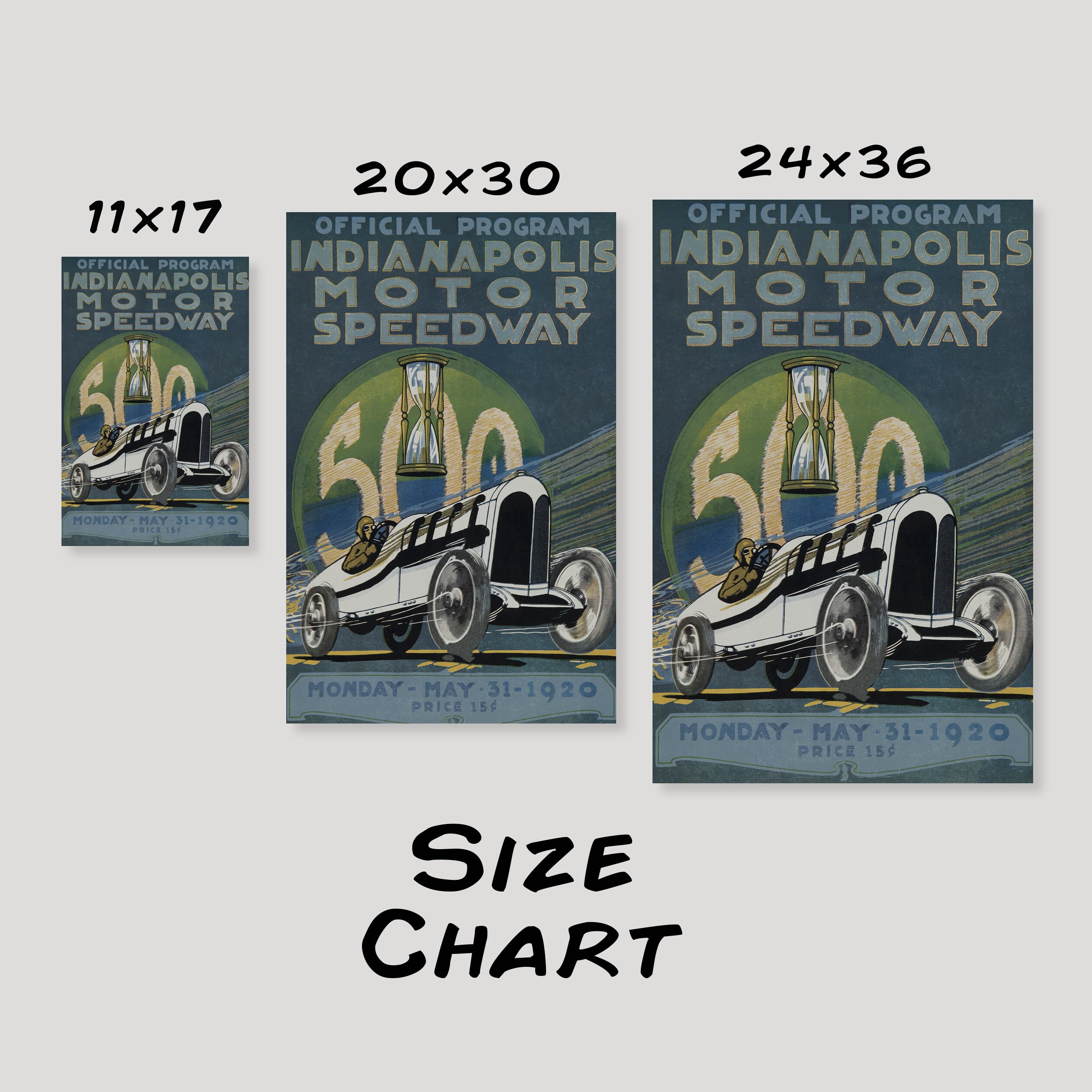 Vintage Indianapolis 500 Poster, Indianapolis Motor Speedway, Race Car ...