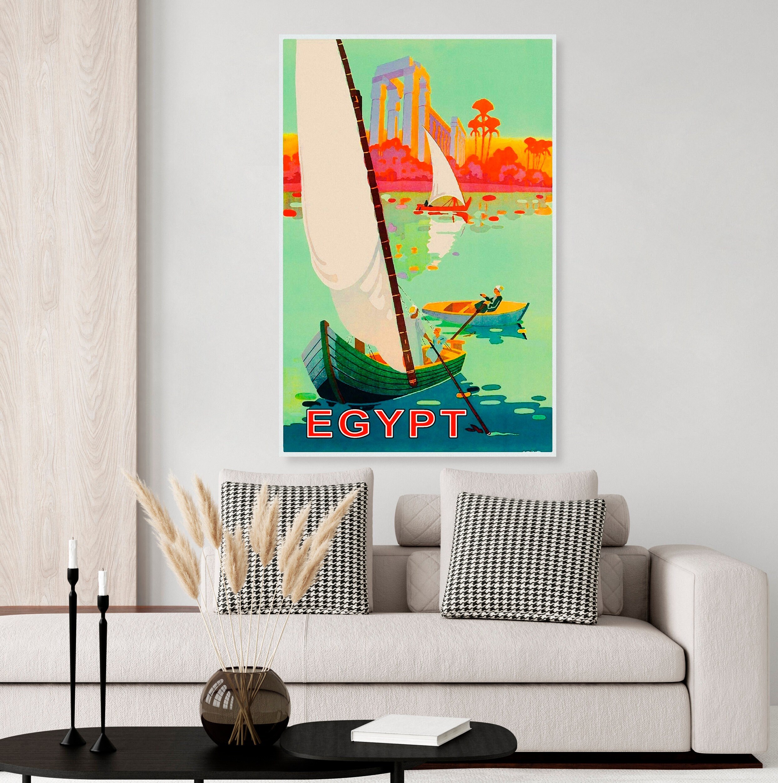 Vintage Egypt Travel Poster, Nile River, Egyptian Ruins, - Etsy