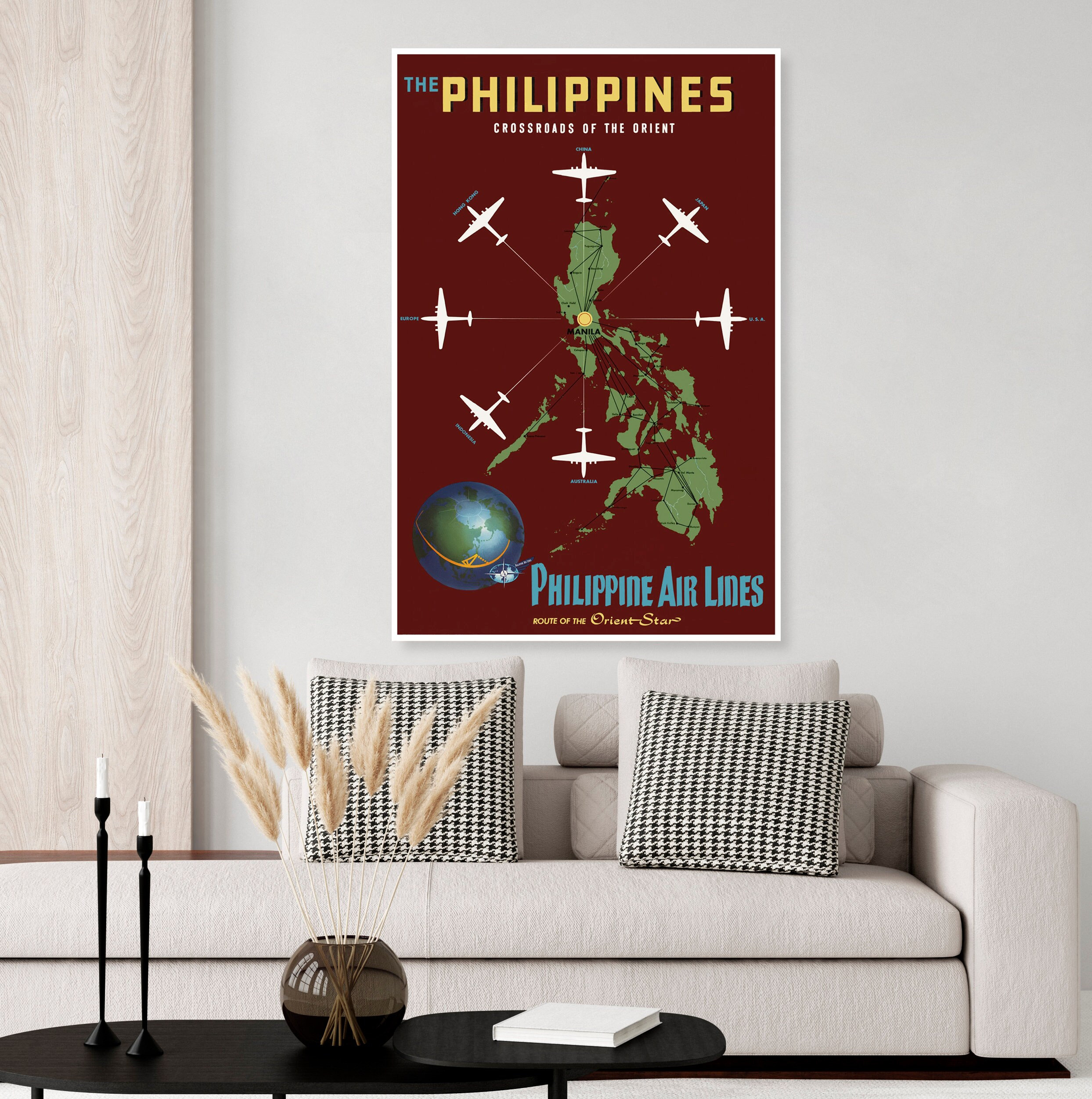 Vintage Philippines Travel Poster, Philippines Map, Airline Poster ...