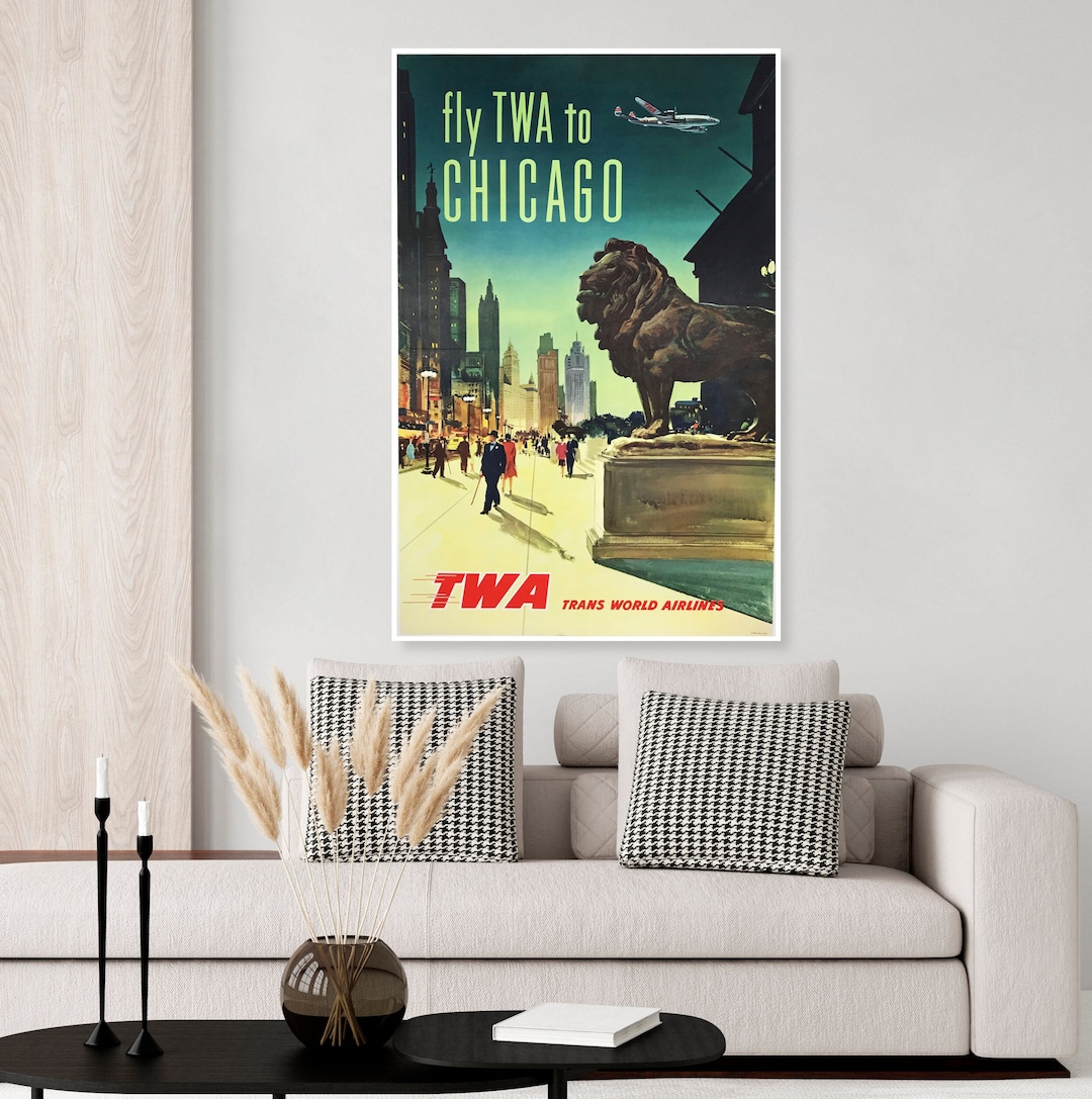 Vintage TWA Trans World Airlines Chicago Travel Poster, Chicago ...