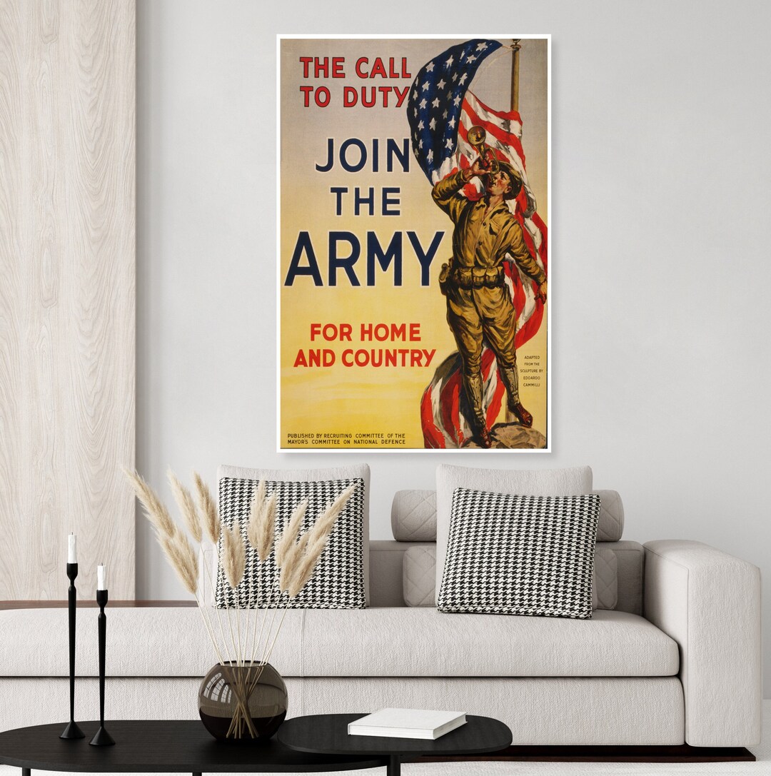 Vintage WWI or WWII the Call to Duty Join the Army, Recruitment Poster ...