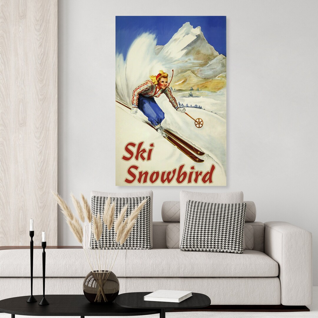 Vintage Inspired Snowbird Utah Vintage Ski Poster, Skiing Decor, Ski ...