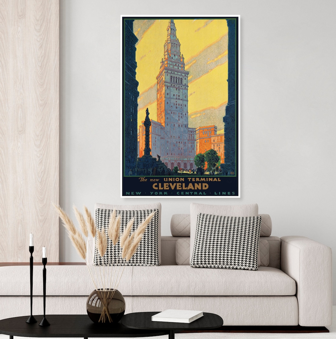 Vintage Cleveland Ohio Travel Poster With the Union Terminal Building ...