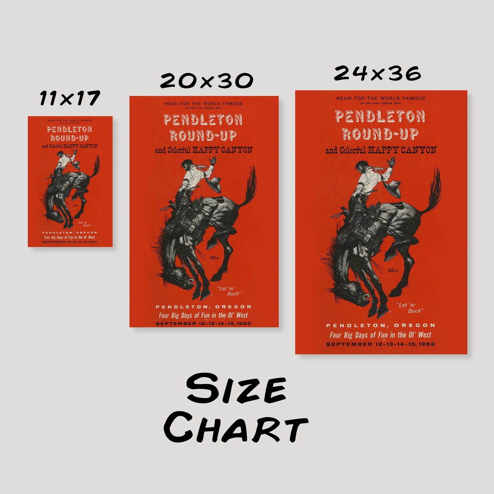 Vintage Pendleton Round up Rodeo Poster, Pendleton Oregon, Wester ...