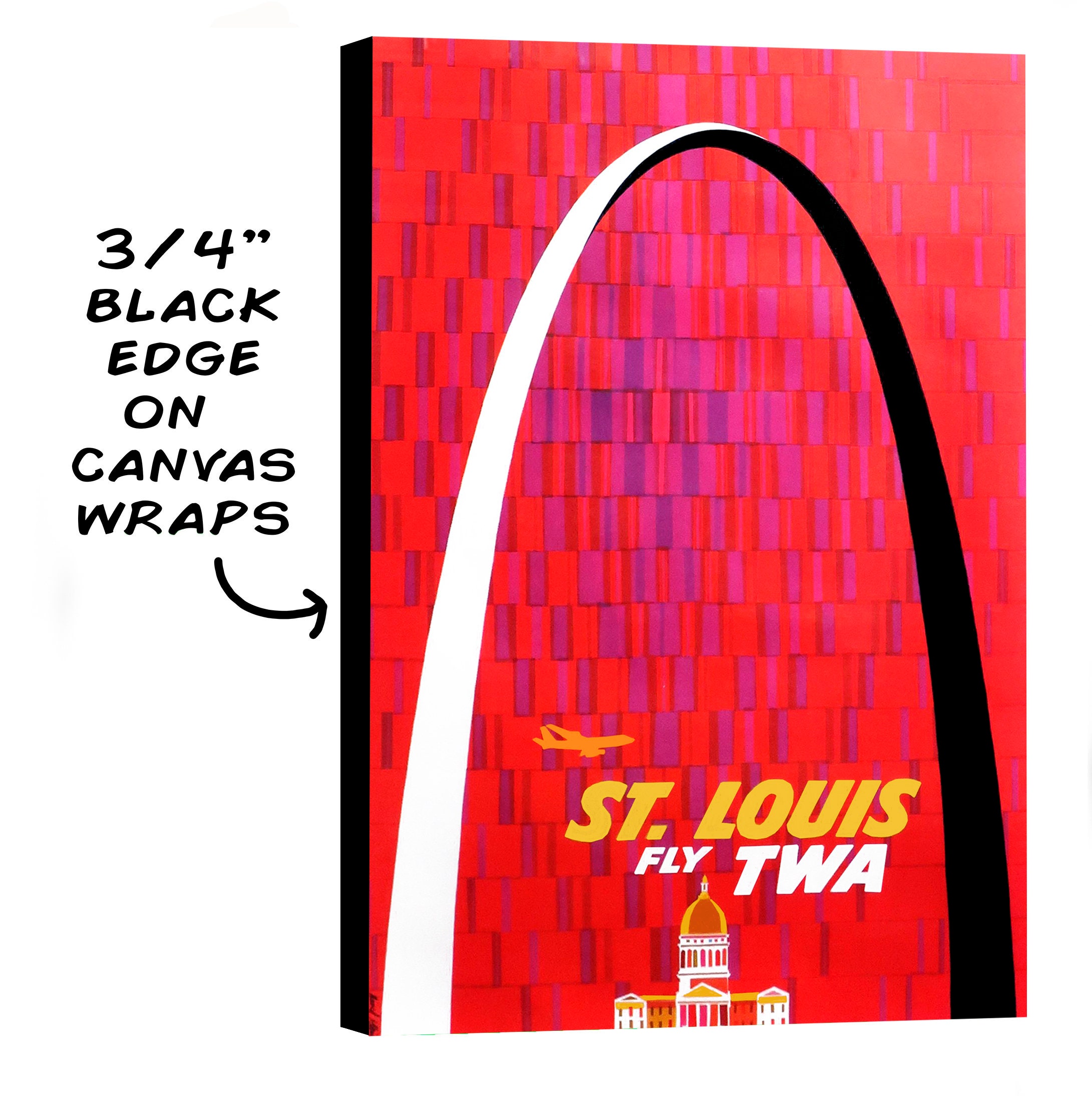 Vintage Fly TWA St Louis Travel Poster, Gateway Arch, Missouri, Trans ...