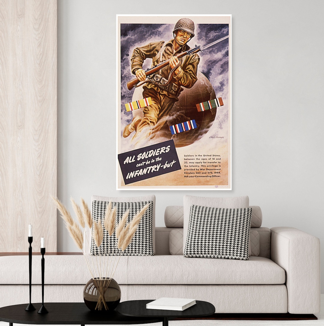 Vintage WWII Infantry Recruitment Poster, Propaganda Poster, War Bond ...