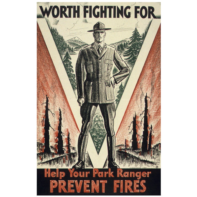 Vintage US Department of Agriculture Forestry Poster, Prevent Forest ...