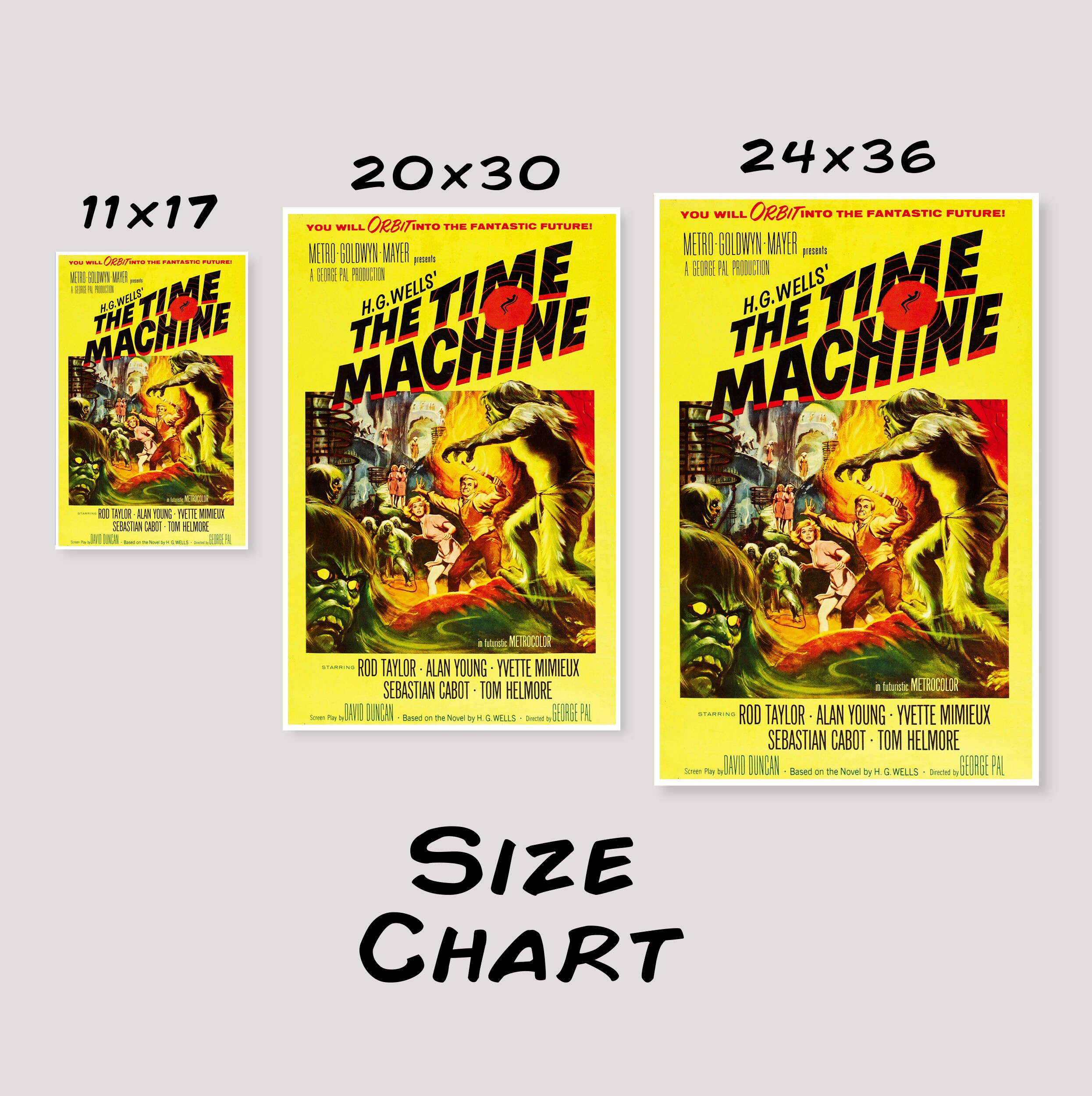 Vintage HG Wells the Time Machine Movie Poster, Sci Fi Movie, B Side ...
