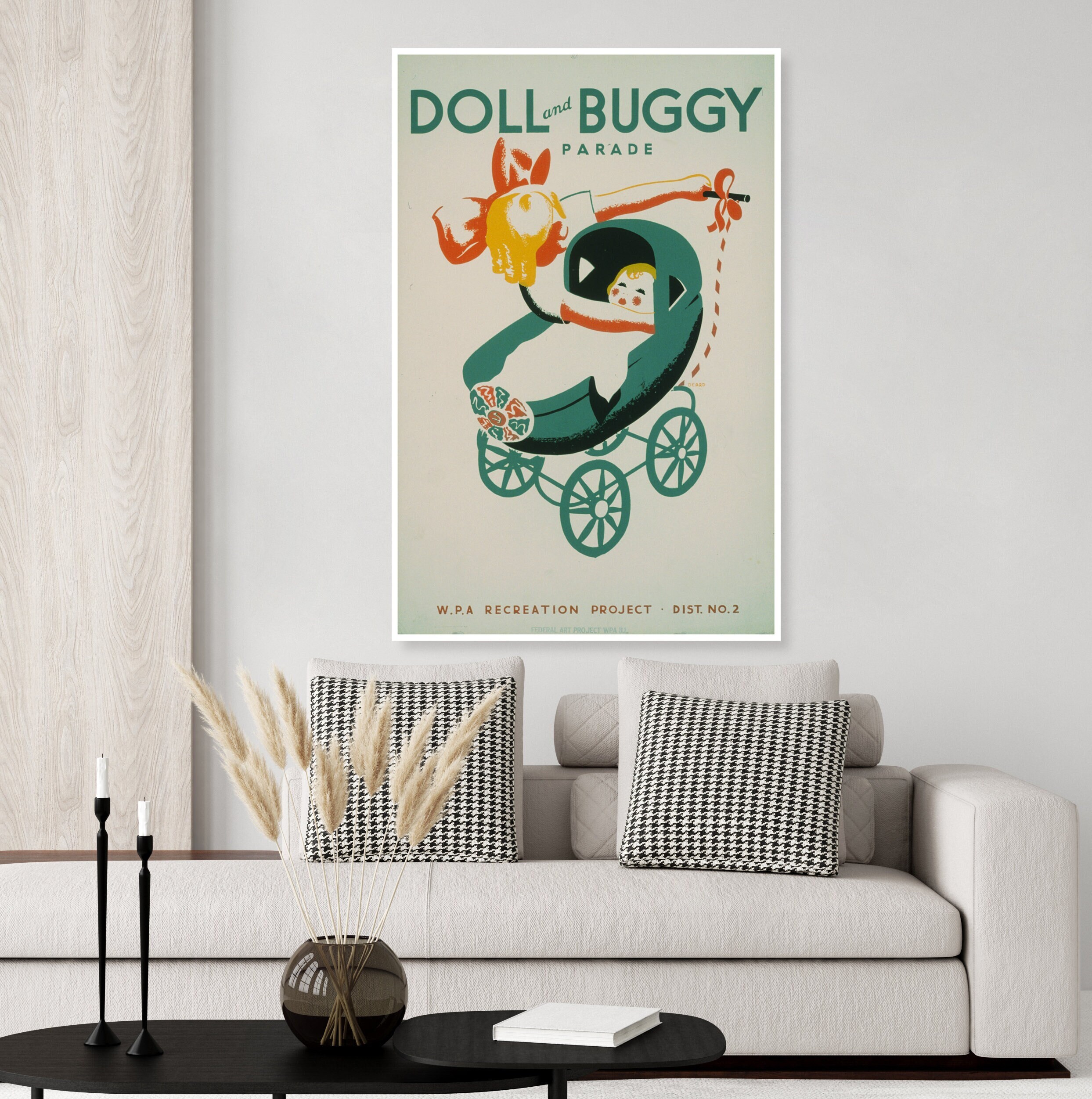 Vintage Girls Room Doll and Buggy Parade Poster, Baby Doll, Child's ...
