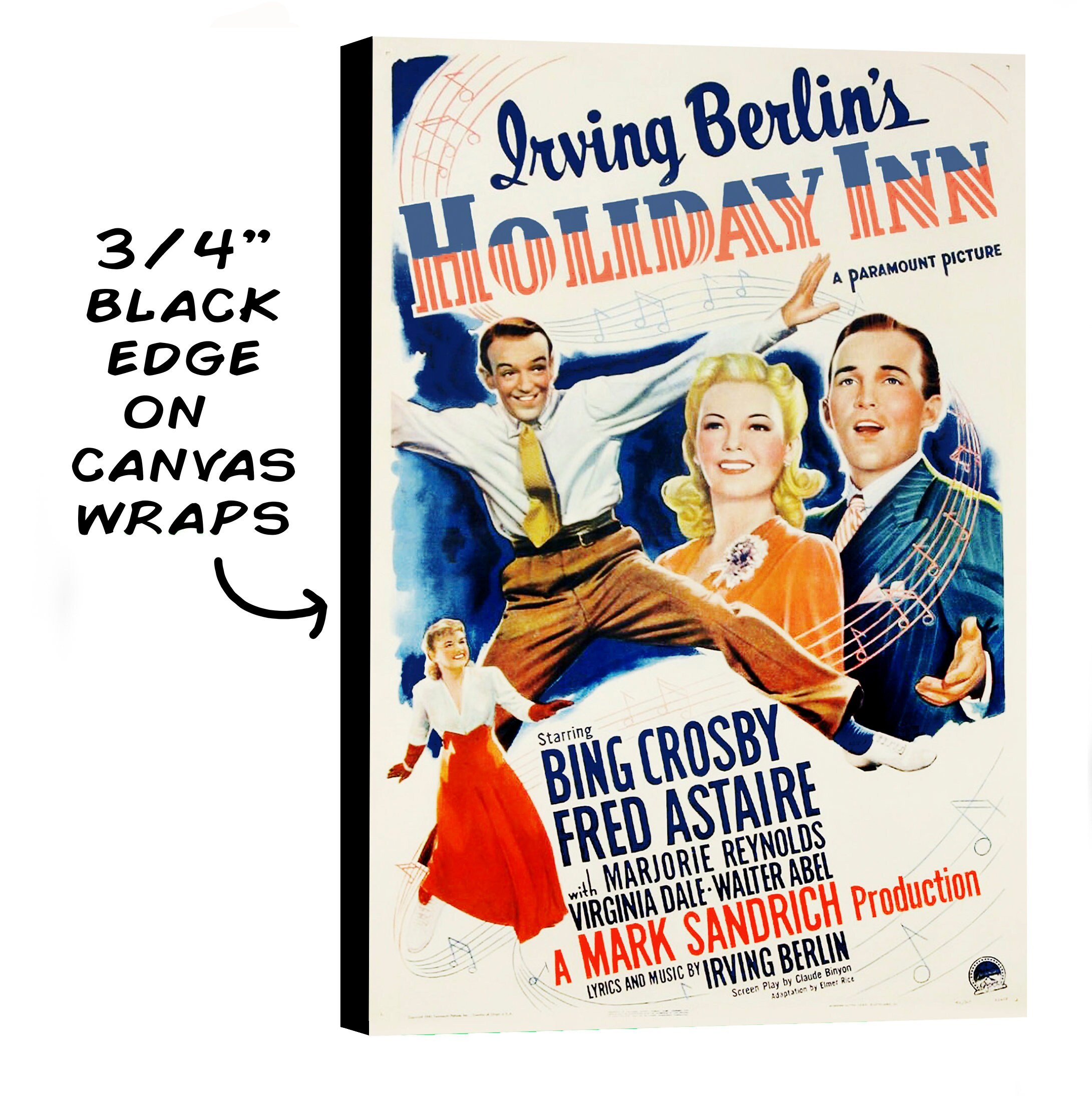 Vintage Bing Crosby Holiday Inn Movie Poster, Classic Hollywood Movie ...