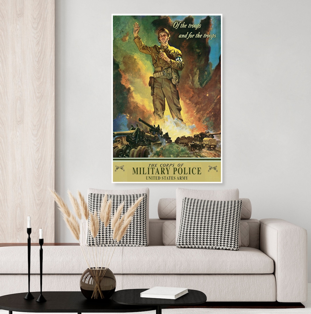 Vintage WWII Military Police Recruitment Poster, Propaganda Poster, War ...