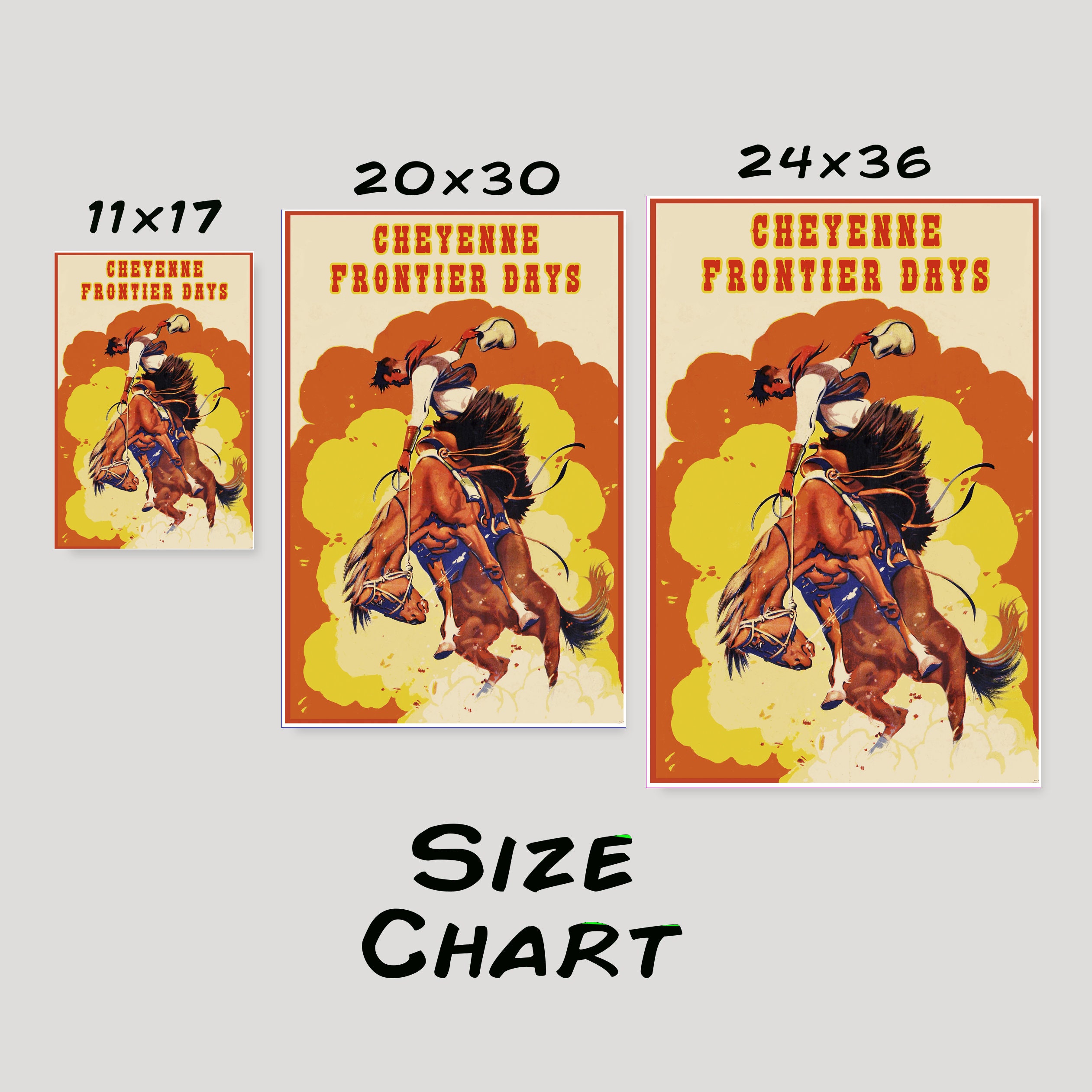 Cheyenne Frontier Days Rodeo Vintage Poster, Western, Trick Riding ...