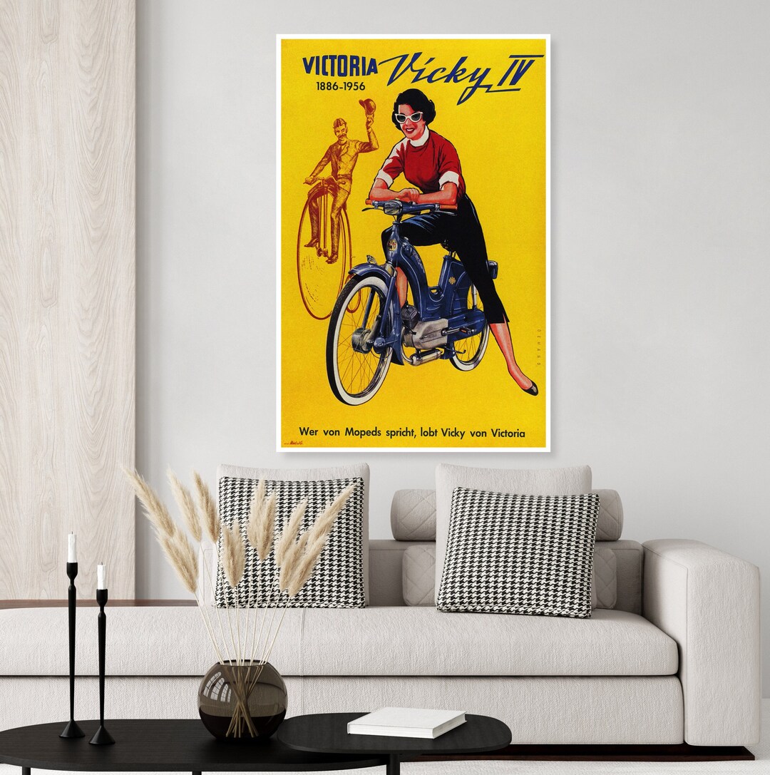 Vintage Moped Scooter Poster, 1950's, Woman, Victoria, Vicky - Etsy