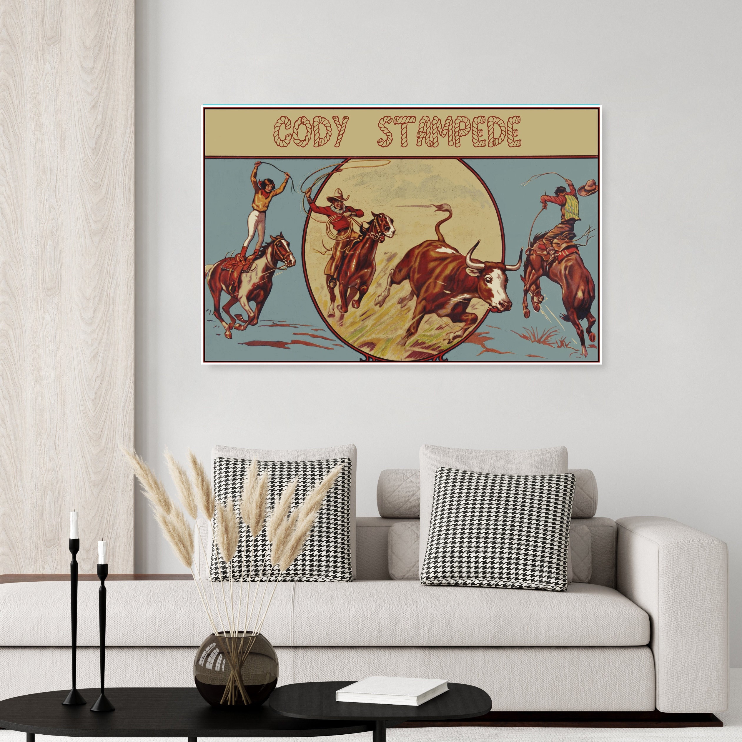 Cody Stampede Rodeo Vintage Poster, Western, Trick Riding, Horses ...