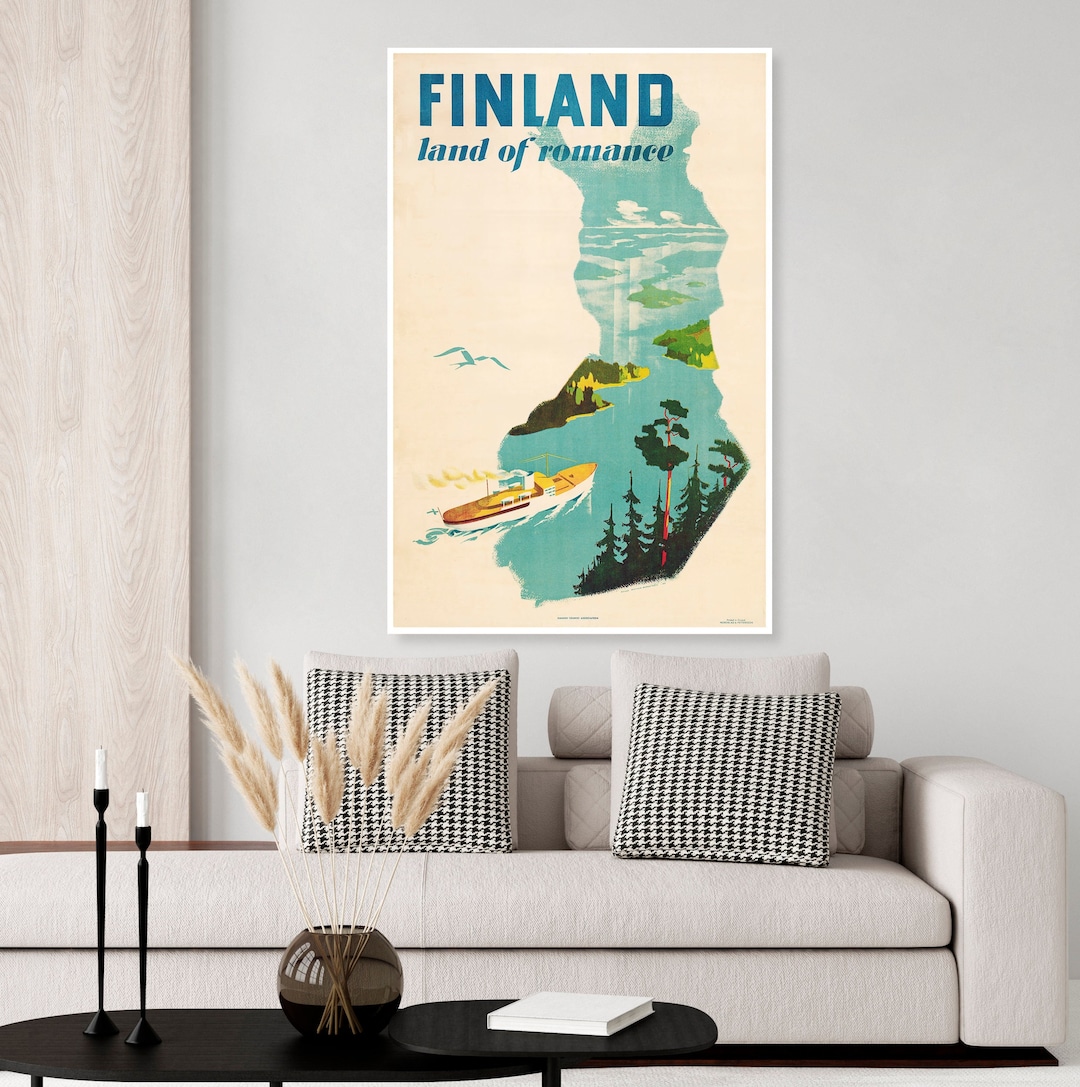 Vintage Finland Travel Poster, Land of Romance, Scandinavia Poster ...