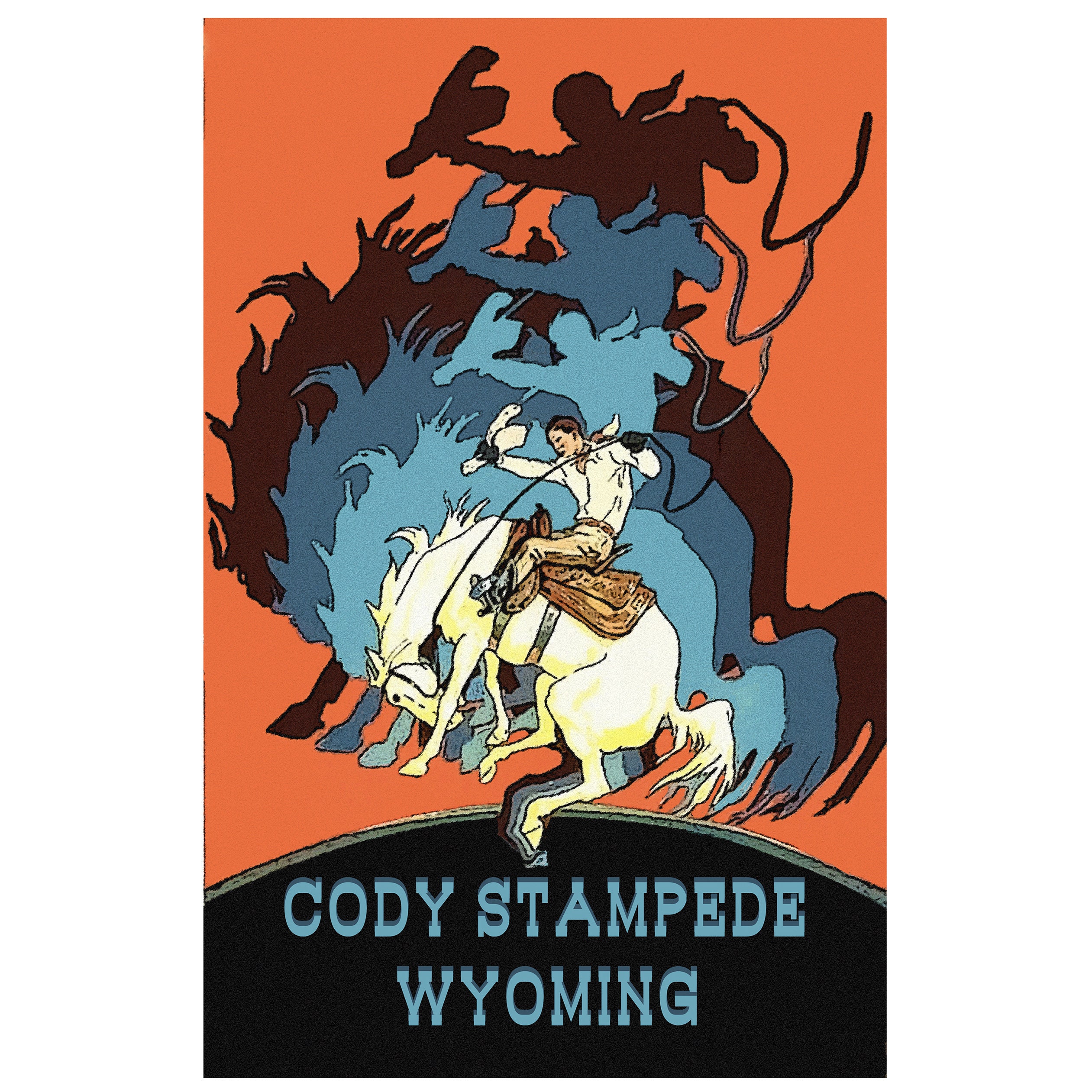 Cody Stampede Rodeo Vintage Poster, Western, Trick Riding, Horses ...