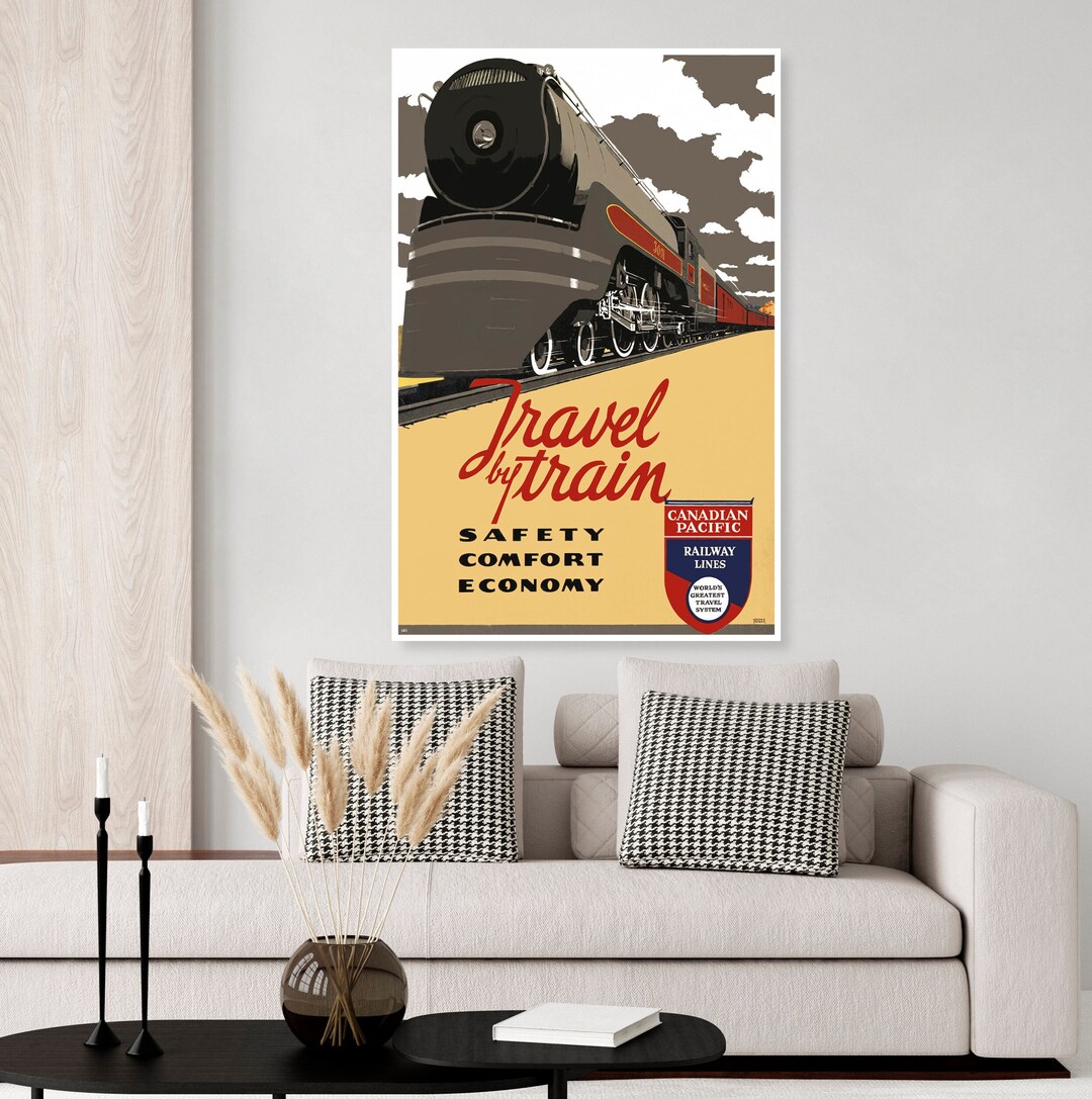 Vintage Canadian Pacific Train Travel Poster of an Art Deco Train ...