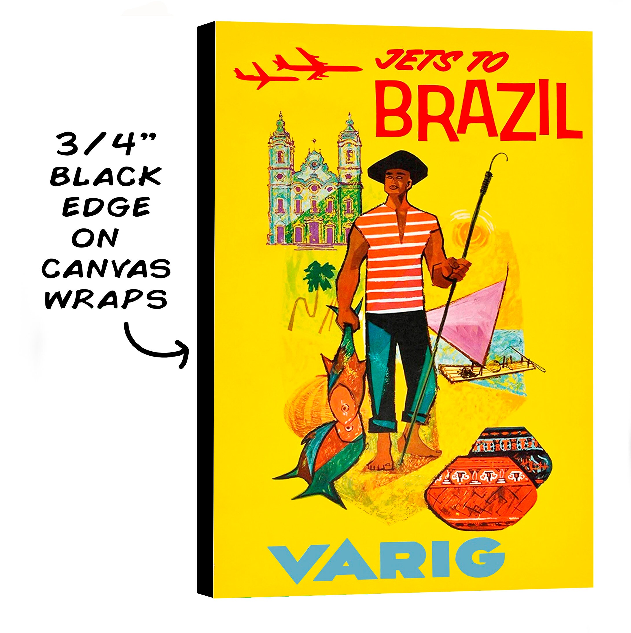 Vintage Brazil Travel Poster, Rio De Janeiro, Airline Poster , South ...