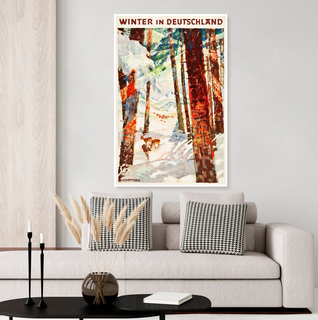 Vintage Winter in Deutschland German Travel Poster - Etsy