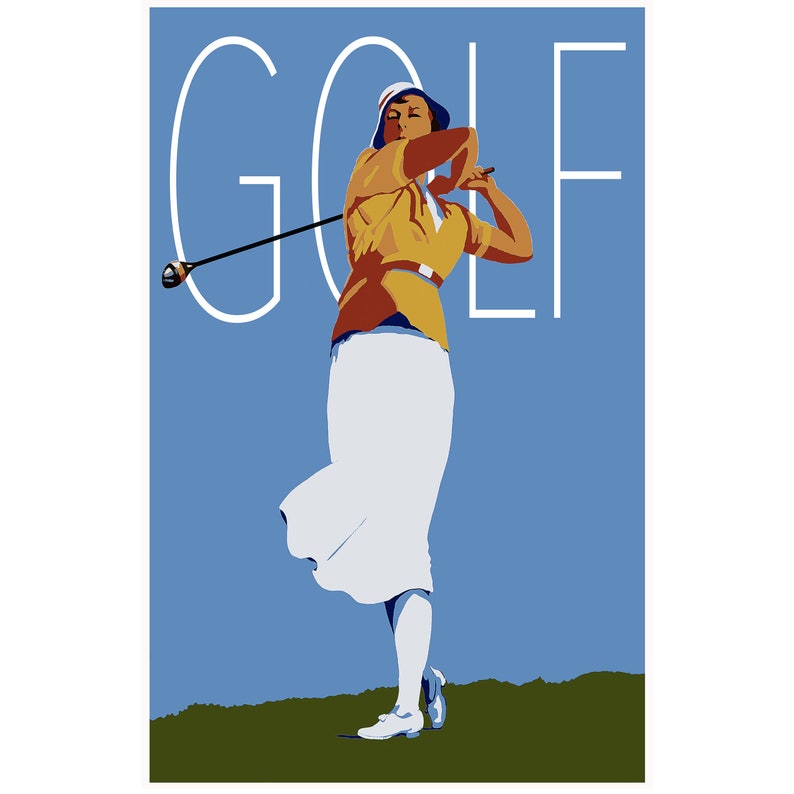 Vintage Inspired Woman's Golf Poster, Women Golfing, Art, Sport Print ...