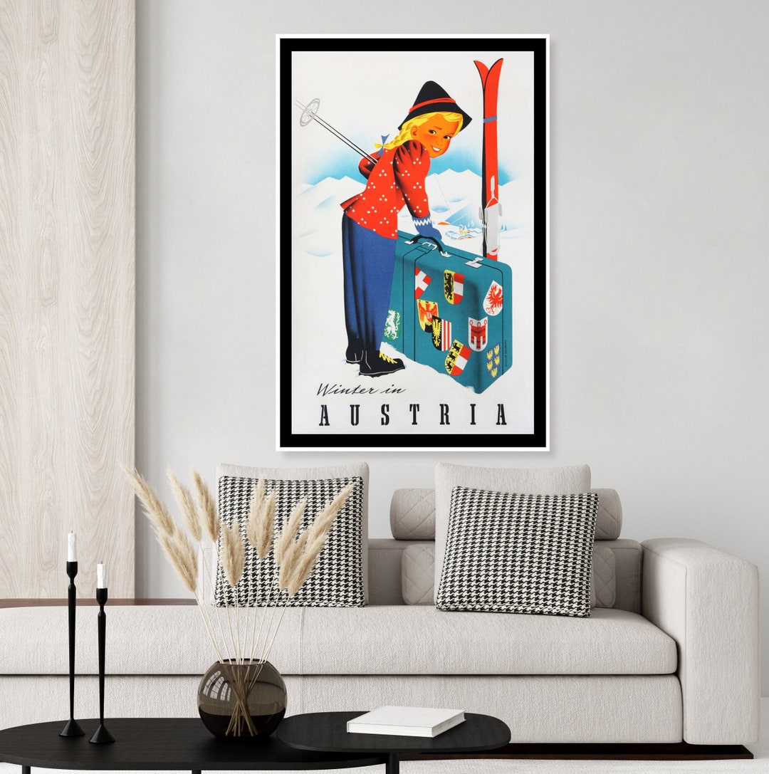 Vintage Austria Ski Poster, Austrian Poster, European Ski Poster ...