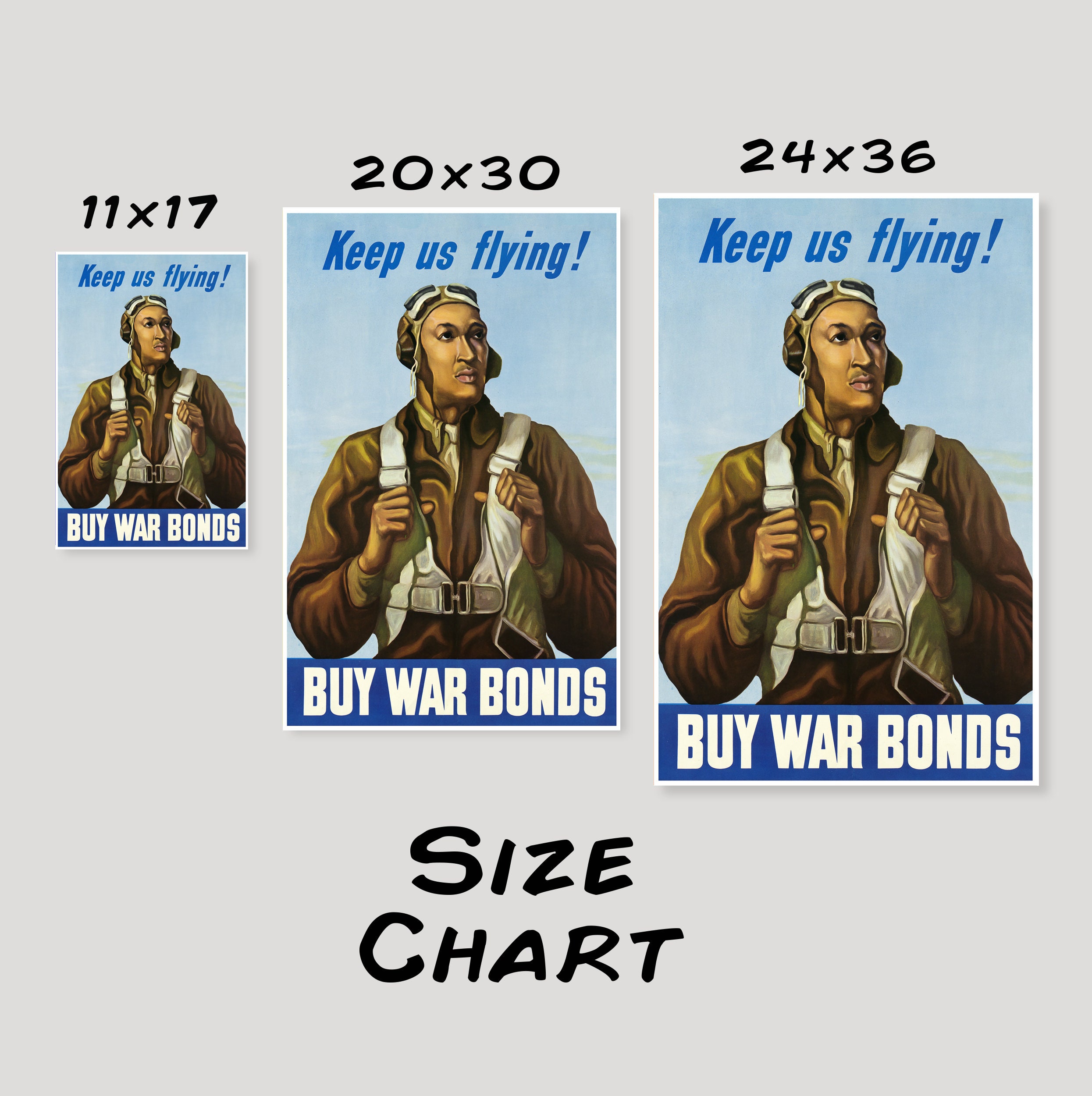 Vintage WWII Tuskegee Airmen Keep Us Flying War Bond Poster, US Army ...