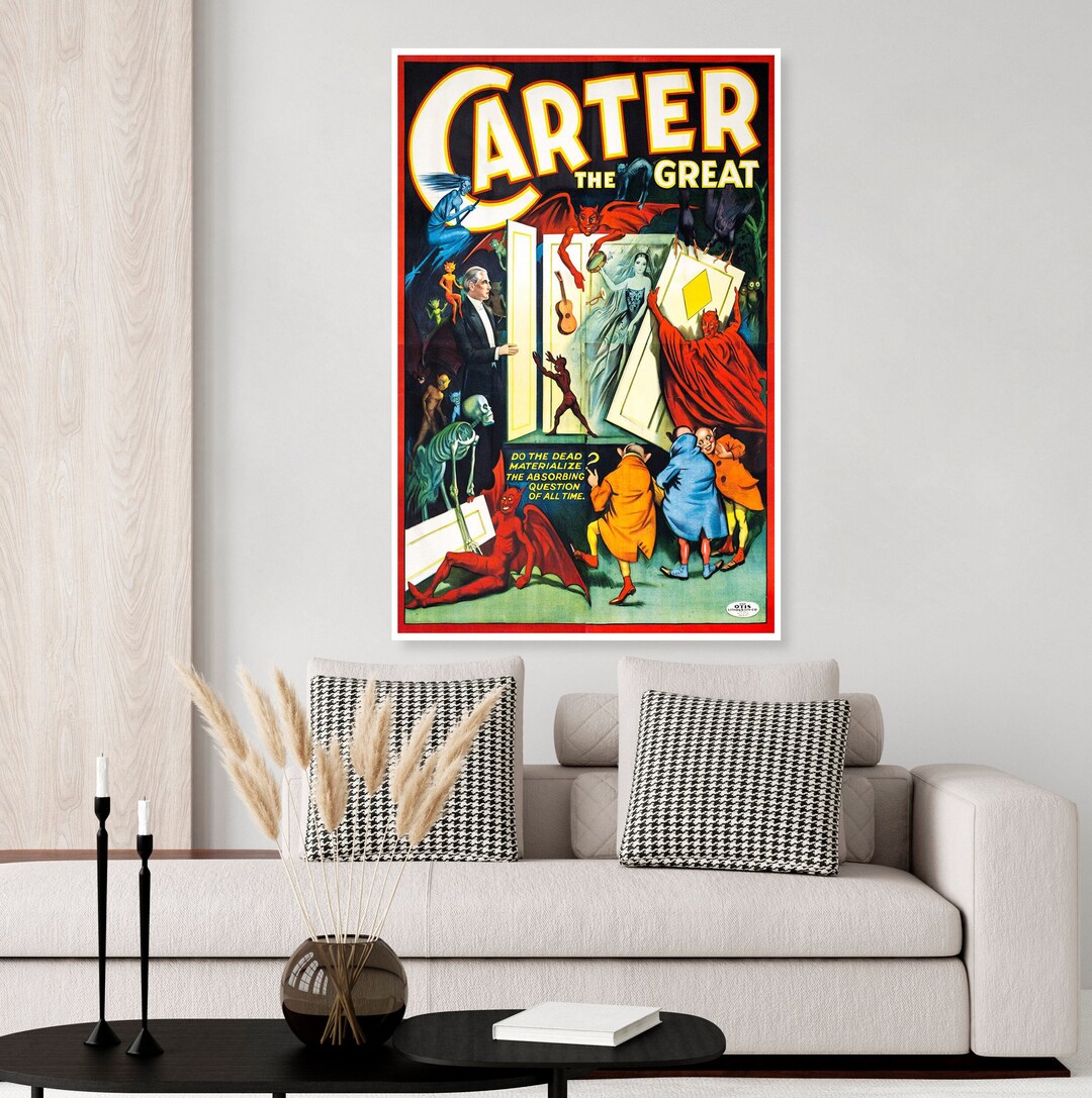 Vintage Carter the Great Magician Poster, Fortune Teller, Houdini ...