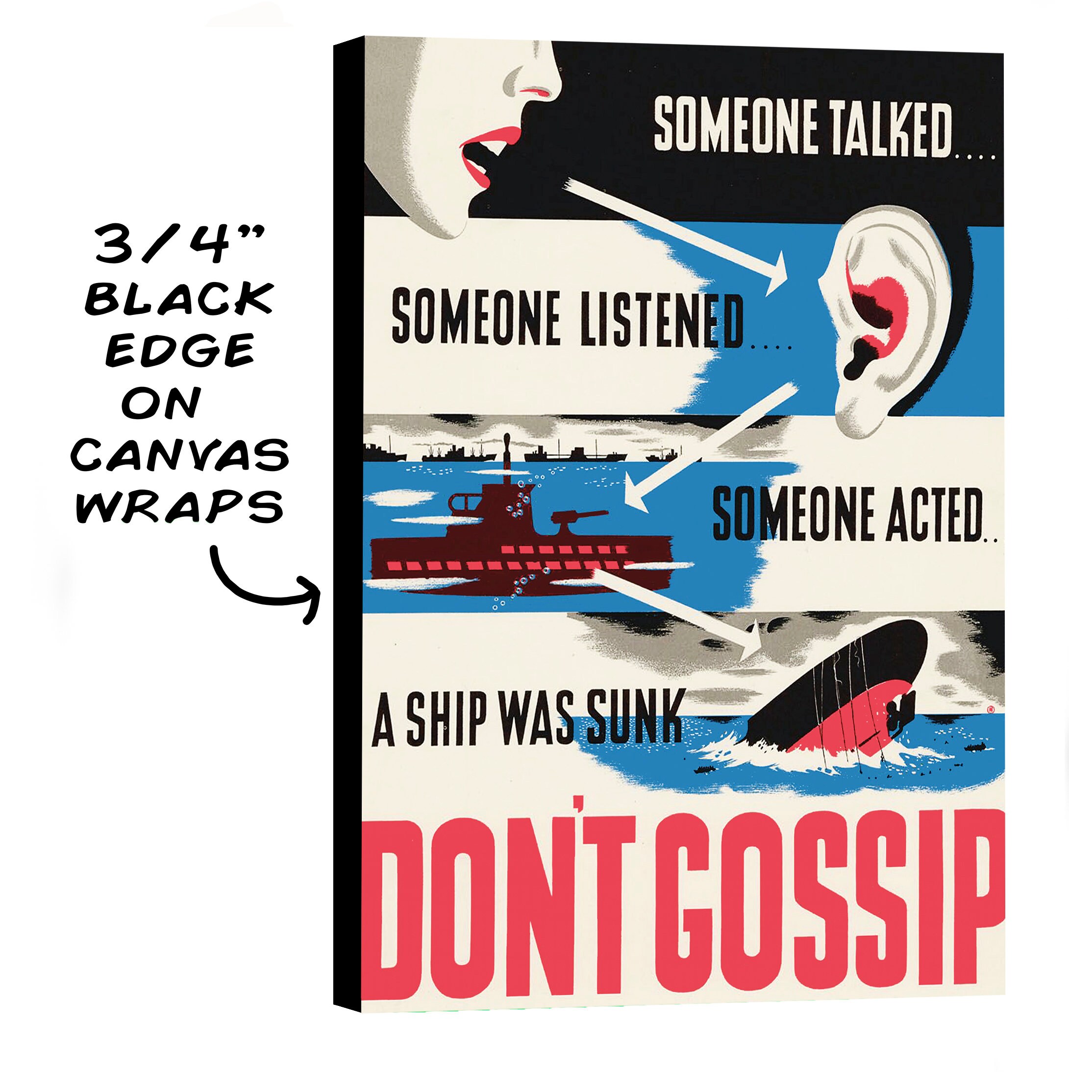 Vintage WWII US Navy Don't Gossip, Loose Lips Sink Ships, Propaganda ...