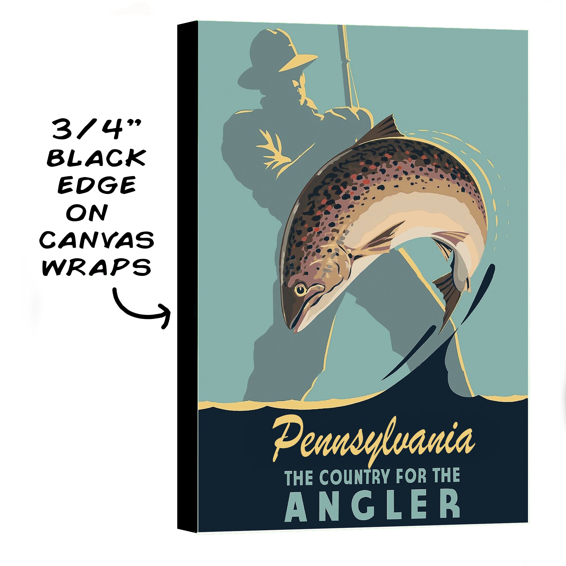 Vintage Inspired Pennsylvania Fishing Travel Poster, Fly Fishing, Trout ...