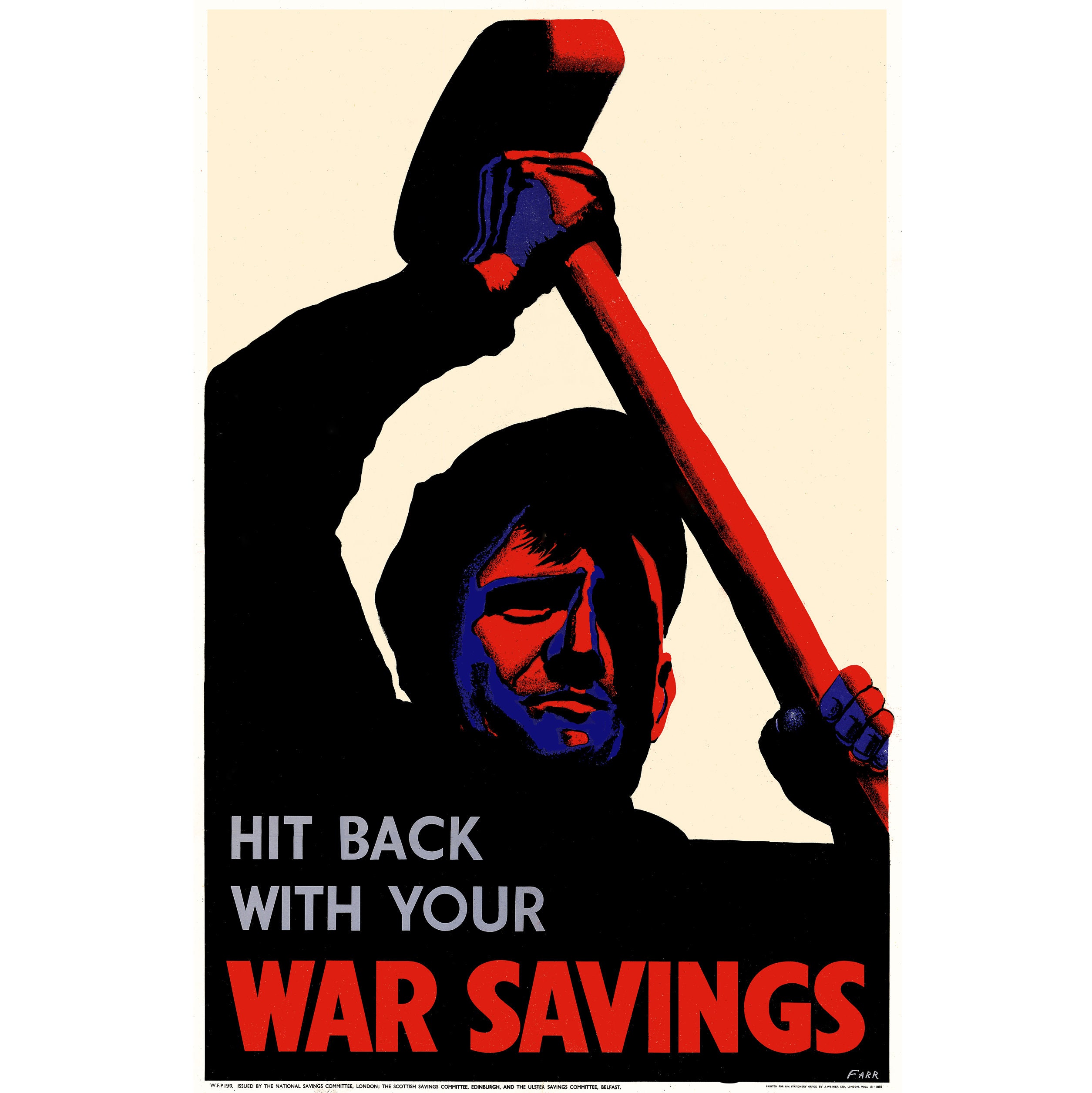 Vintage WWII War Hit Back With Your War Savings, War Bond Poster ...