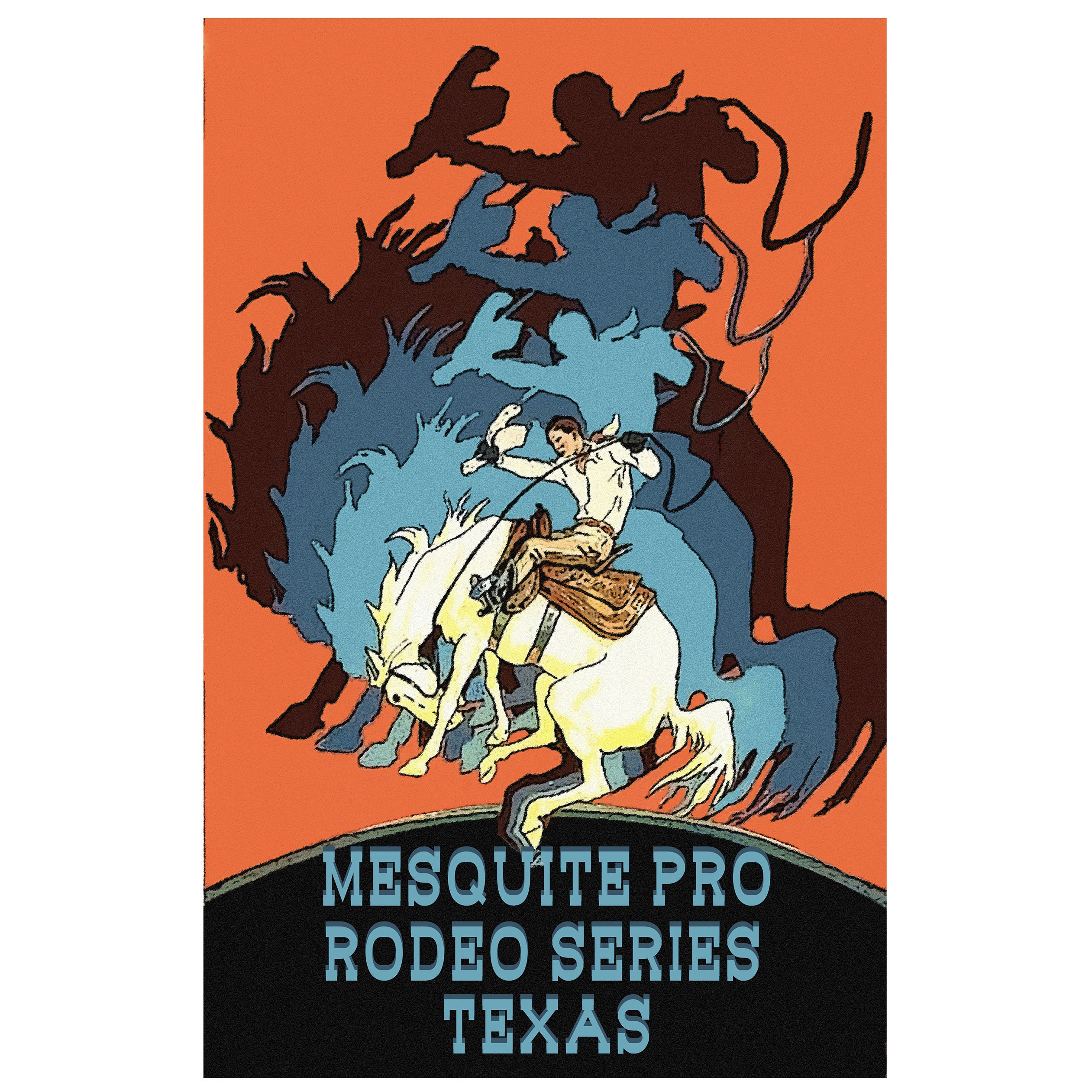 Mesquite Pro Rodeo Vintage Poster, Western, Trick Riding, Horses ...