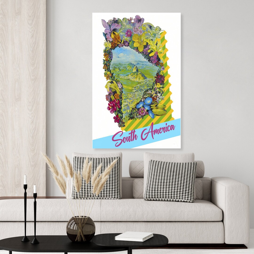 Vintage South America Travel Poster, Floral, Rio De Janeiro, Art Print ...