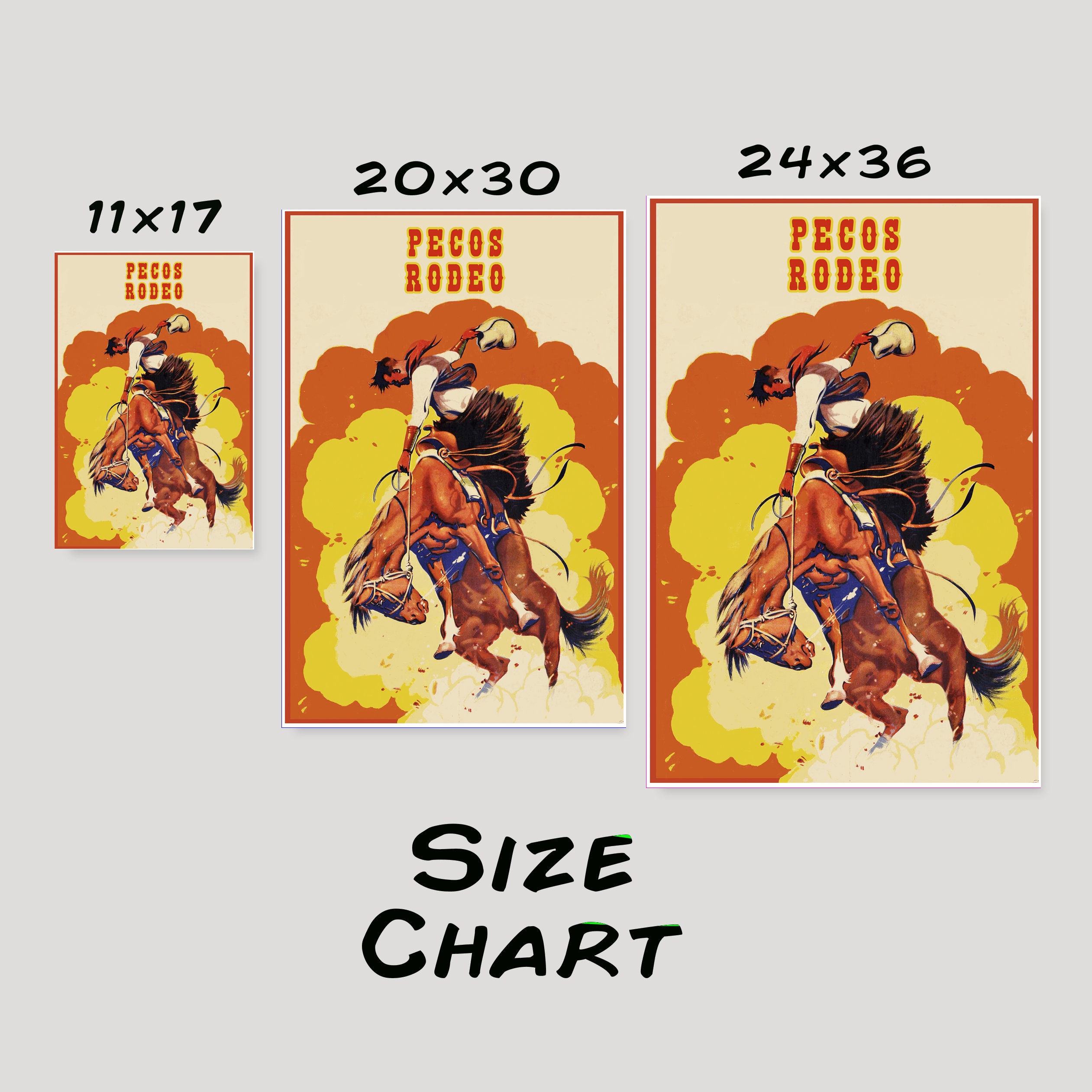 Pecos Rodeo Vintage Poster, Western, Trick Riding, Horses, Cowboy ...